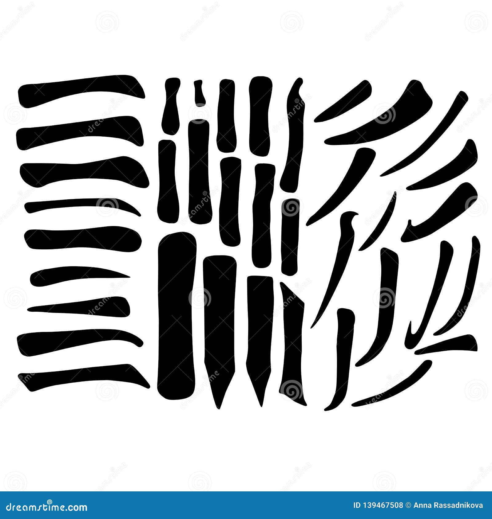 Main Chinese Hieroglyphs Calligraphy Graphic Symbol Colored Element Set ...