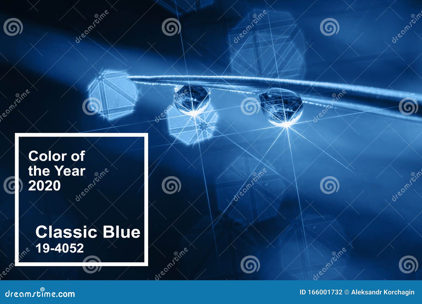 Main Color Trend 2020 Classic Blue Pantone. Dew Drops on the Grass ...