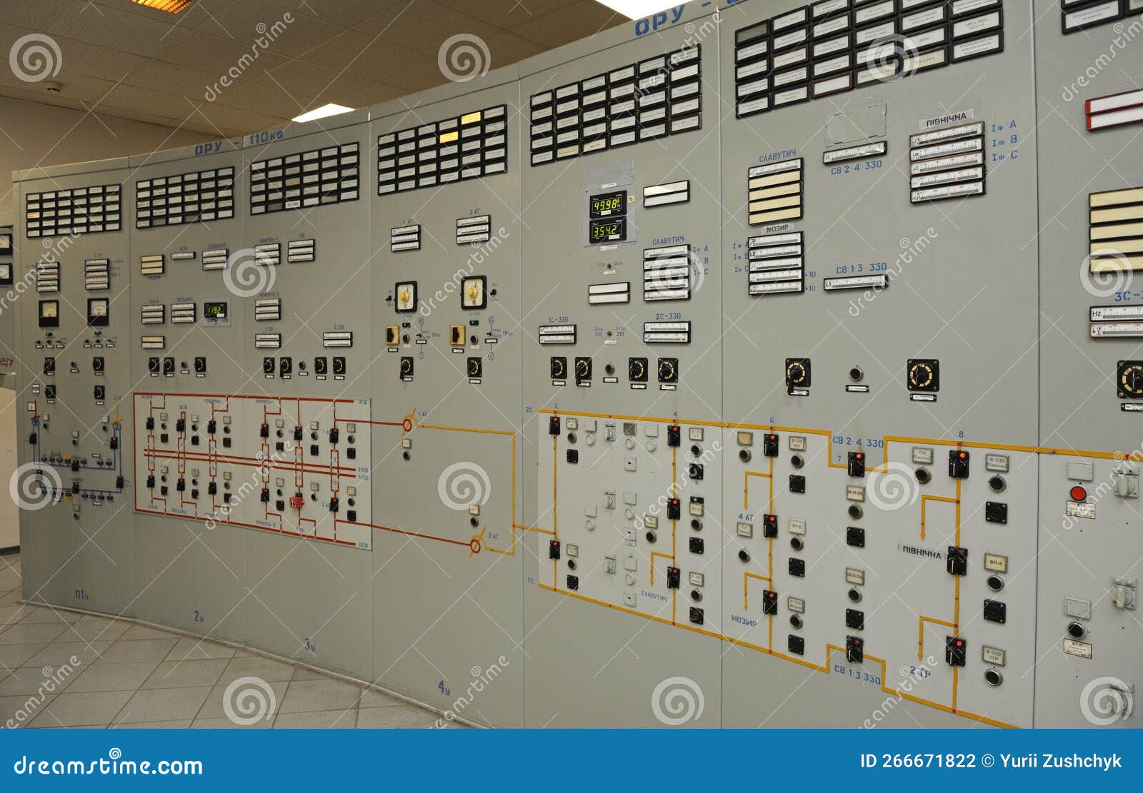 Main Control Board in a Control Operations Room of the Reactor of the ...