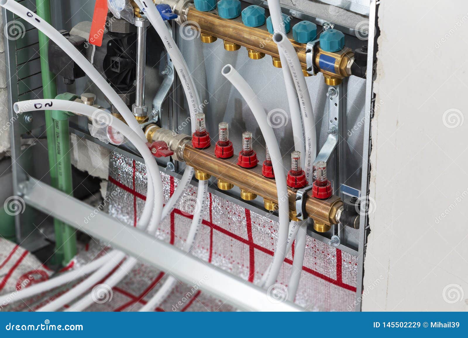 Main Control Manifold of House Floor Heating System Stock Image - Image ...