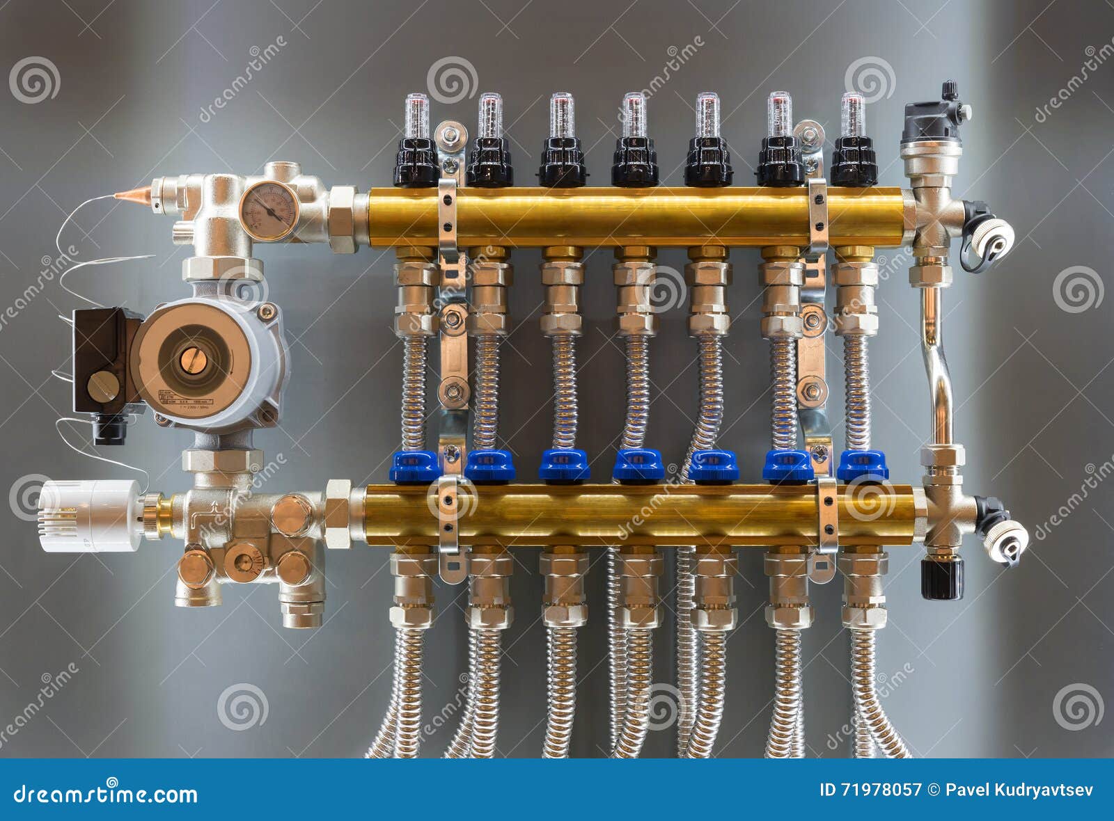 Main Control Manifold of House Heating Stock Image - Image of control ...