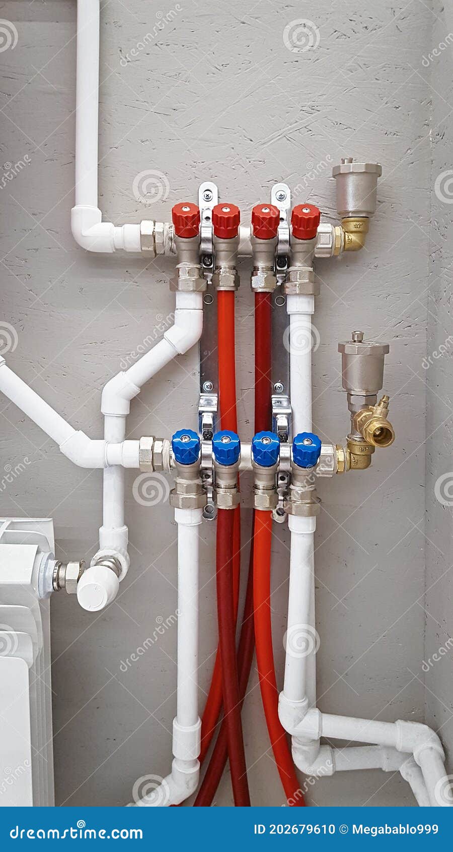Main Control Manifold of House Heating System. Vertical Stock Photo ...