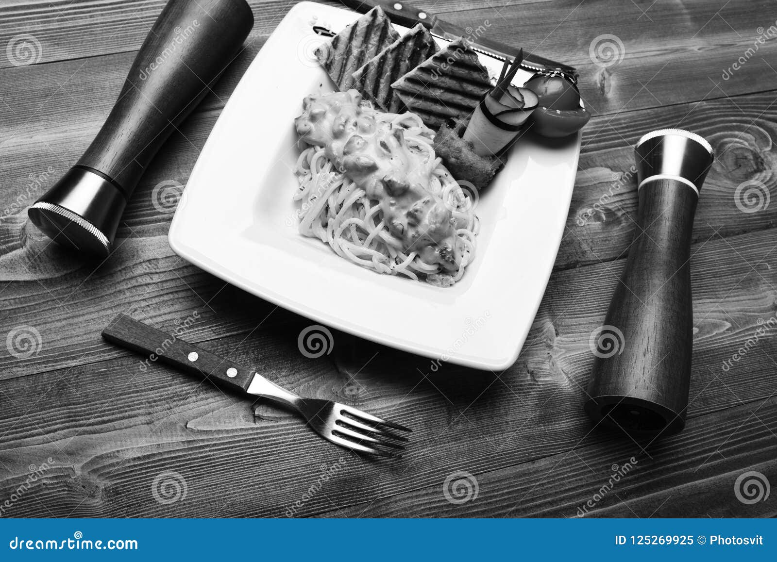 Main Course Concept. Table Served for One in Restaurant or Cafe Stock ...