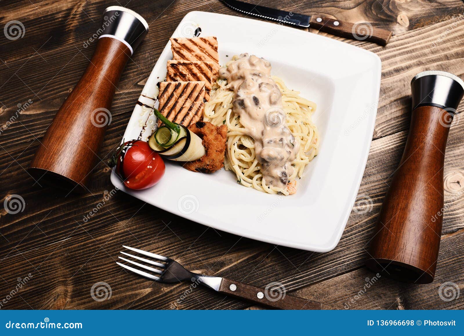 Main Course Concept. Table Served for One in Restaurant Stock Photo ...