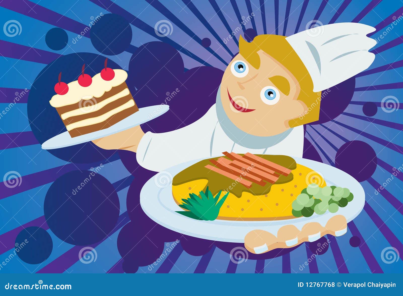 Main Course and Dessert stock illustration. Illustration of fare - 12767768