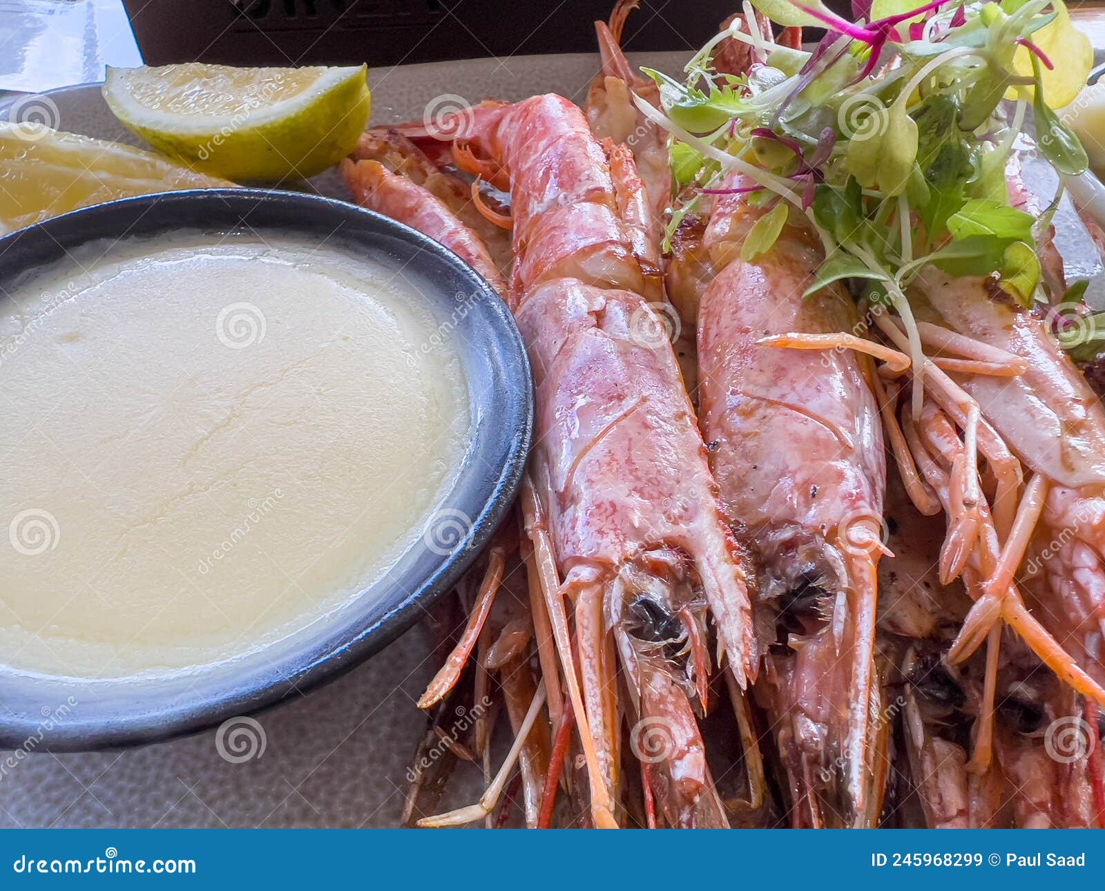Main Course Queen Prawns Dinner Stock Image - Image of main, overhead ...