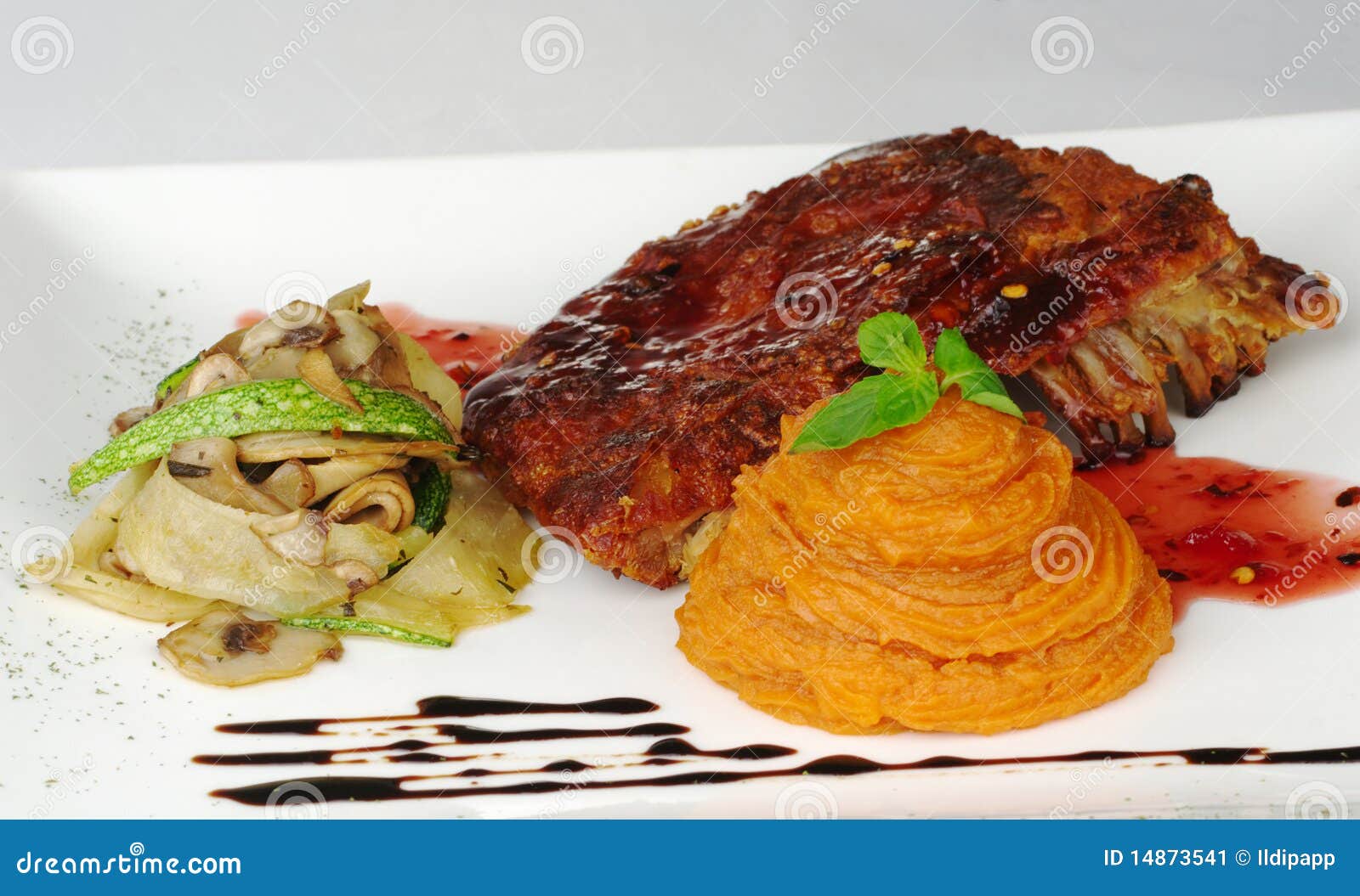 Main Course: Ribs in Red Sauce Stock Image - Image of sauce, decoration ...