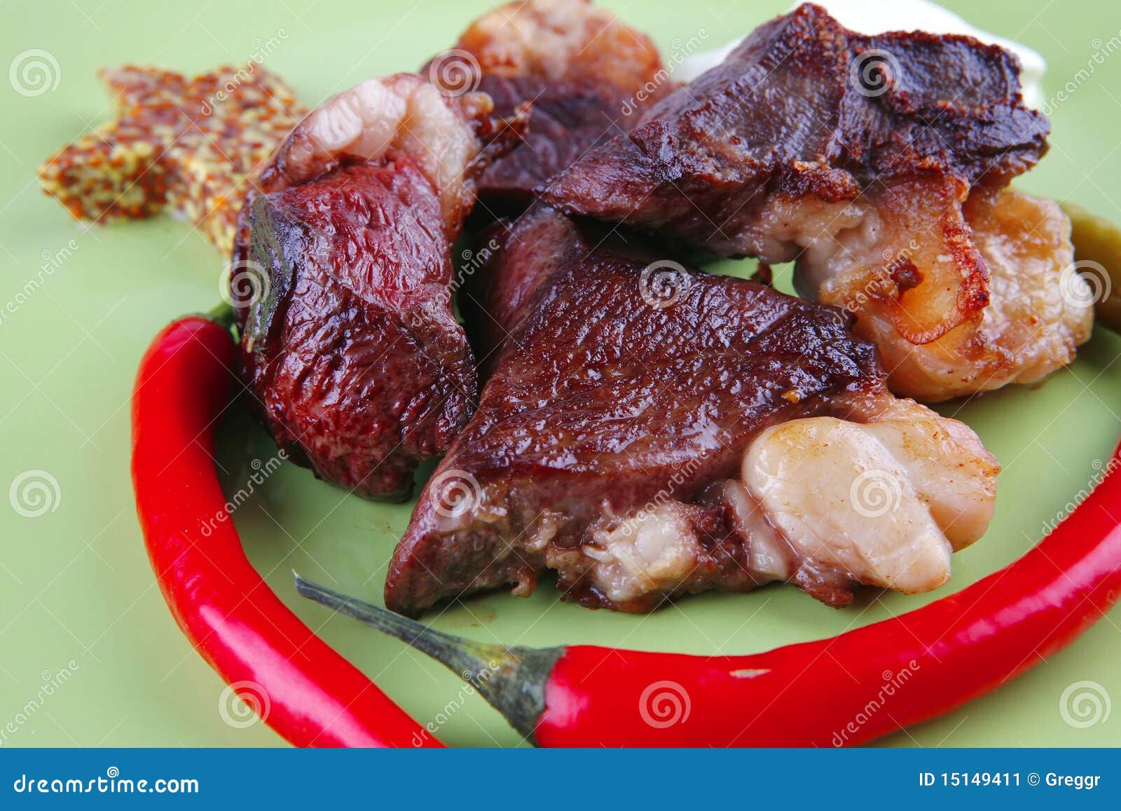 Main Course Served on Green Plate Stock Image - Image of leaf, food ...