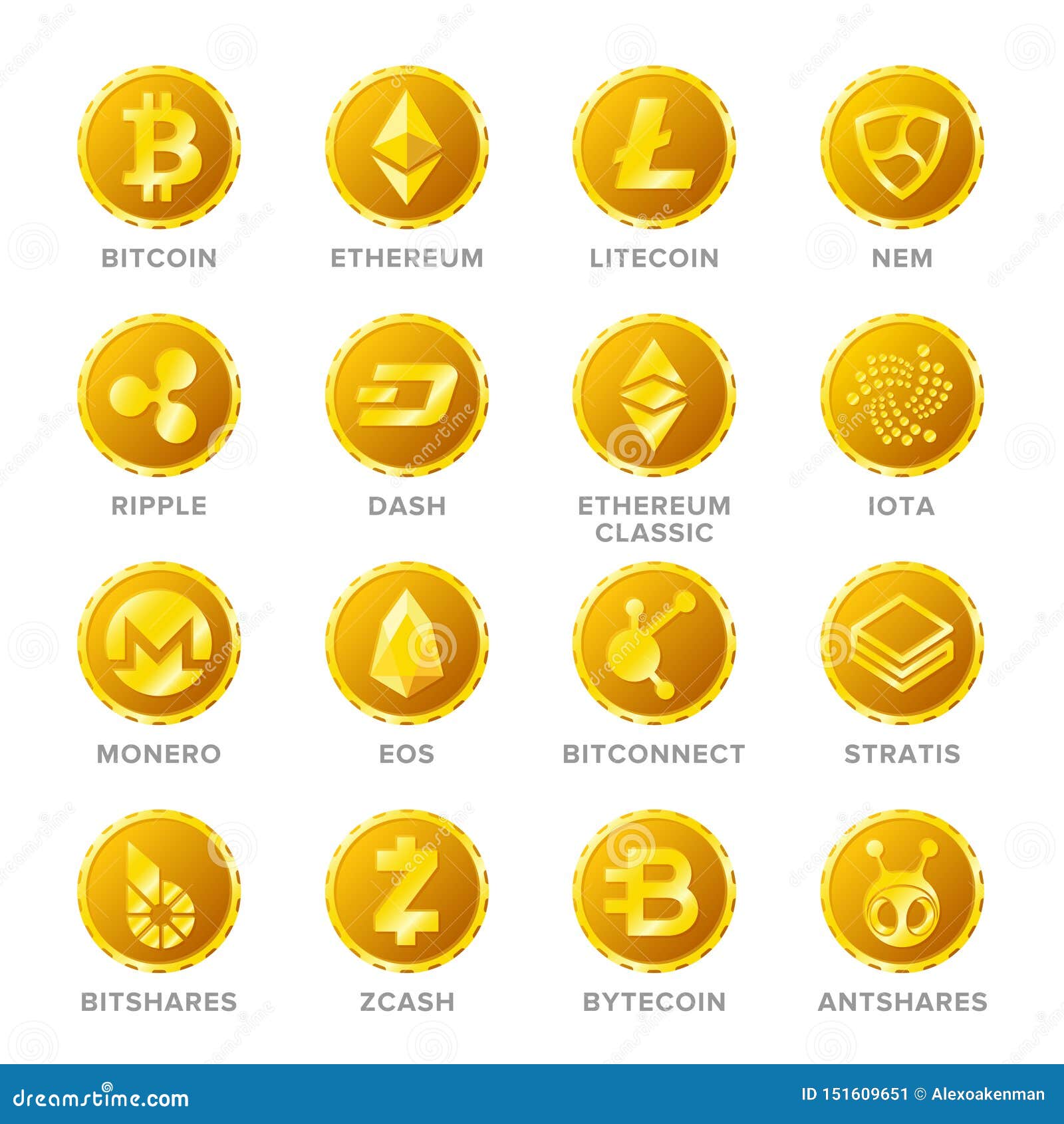 Main Cryptocurrency Coin Signs Vector Set in Flat Style Editorial Photo ...