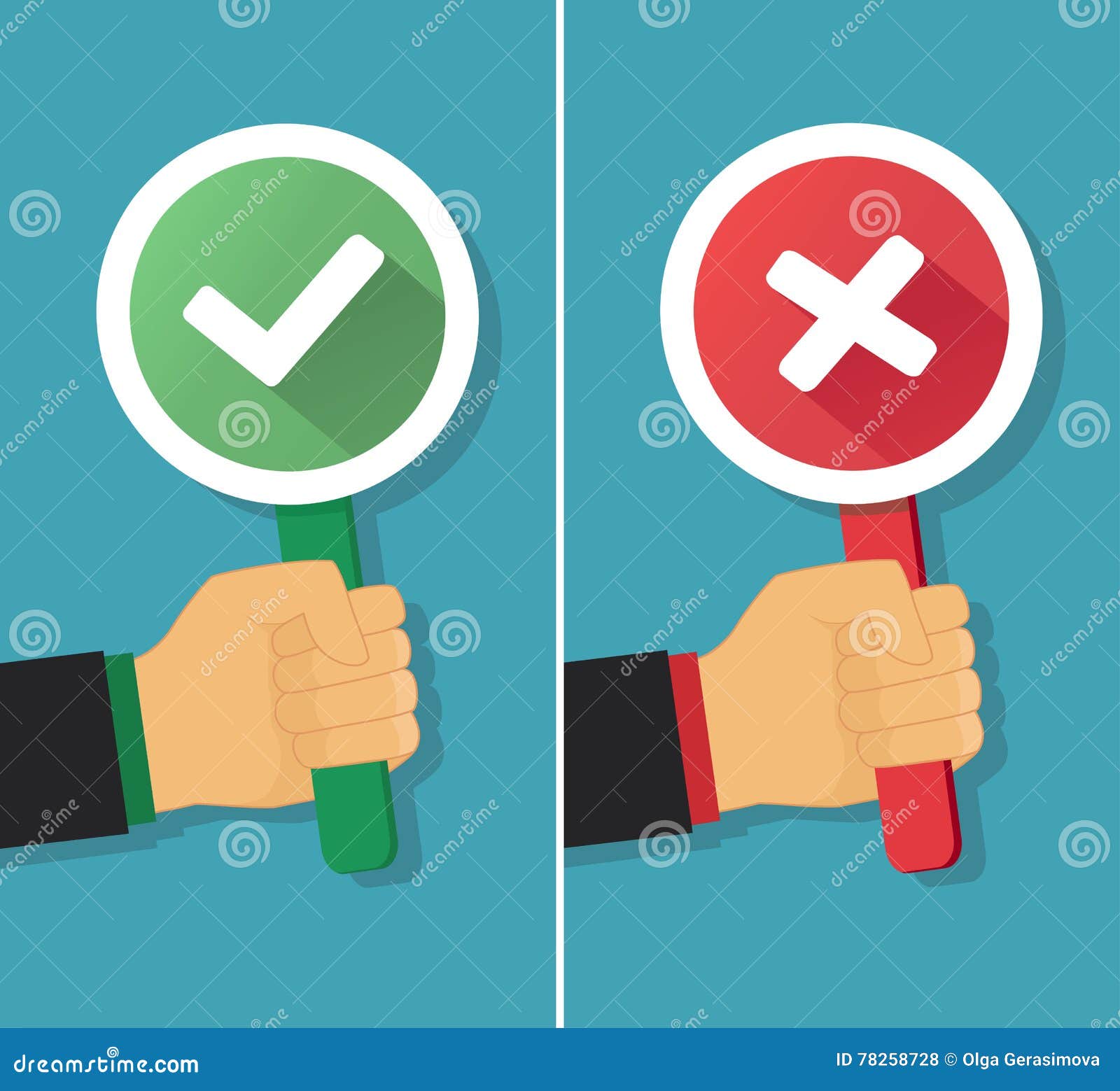 Main D'affaires Avec Le Signe Vrai Et Faux Illustration De Vecteur ... Main D'affaires Avec Le Signe Vrai Et Faux Illustration De Vecteur ...