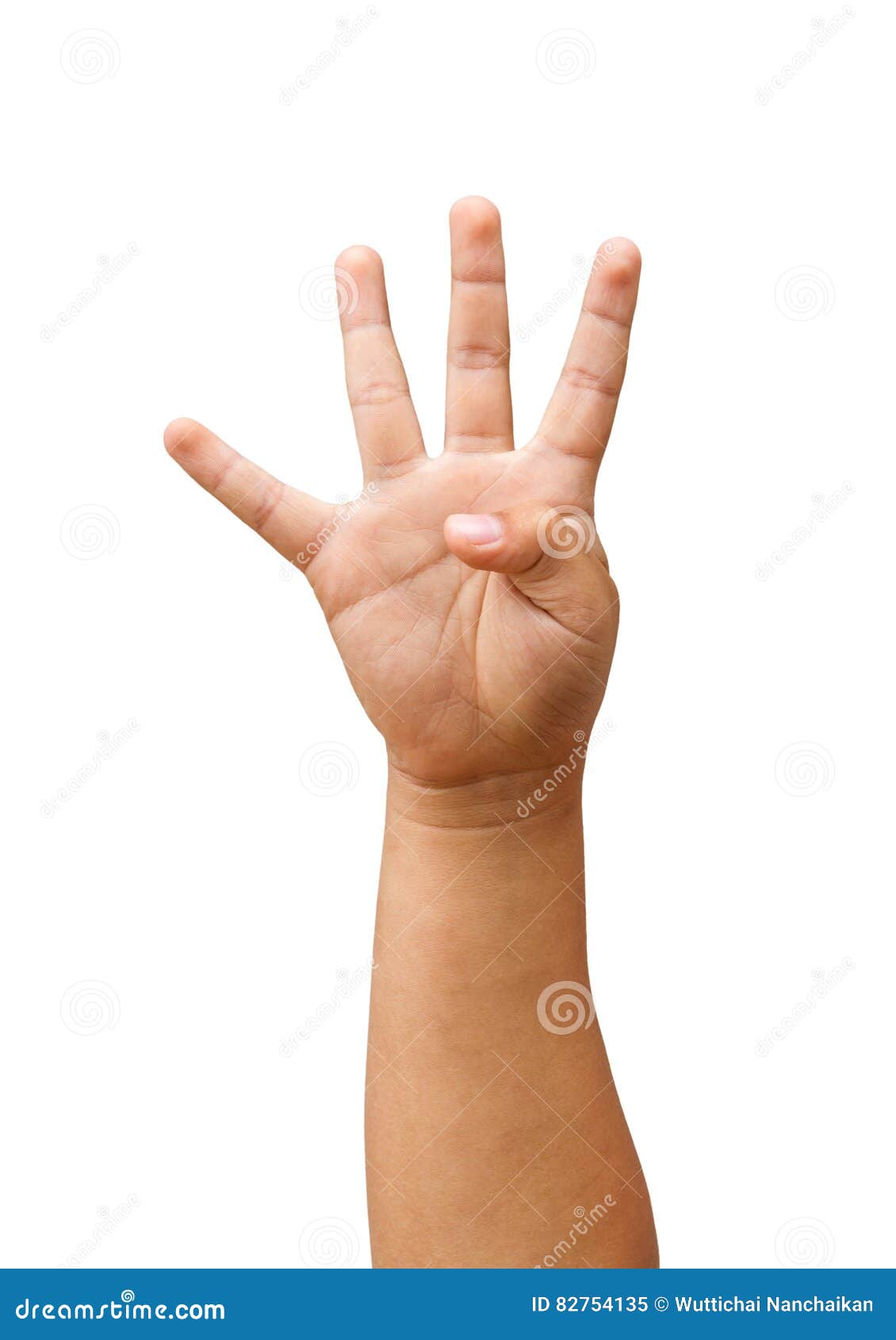 Main D'enfant Montrant Les Quatre Doigts Image stock - Image du quatre ...