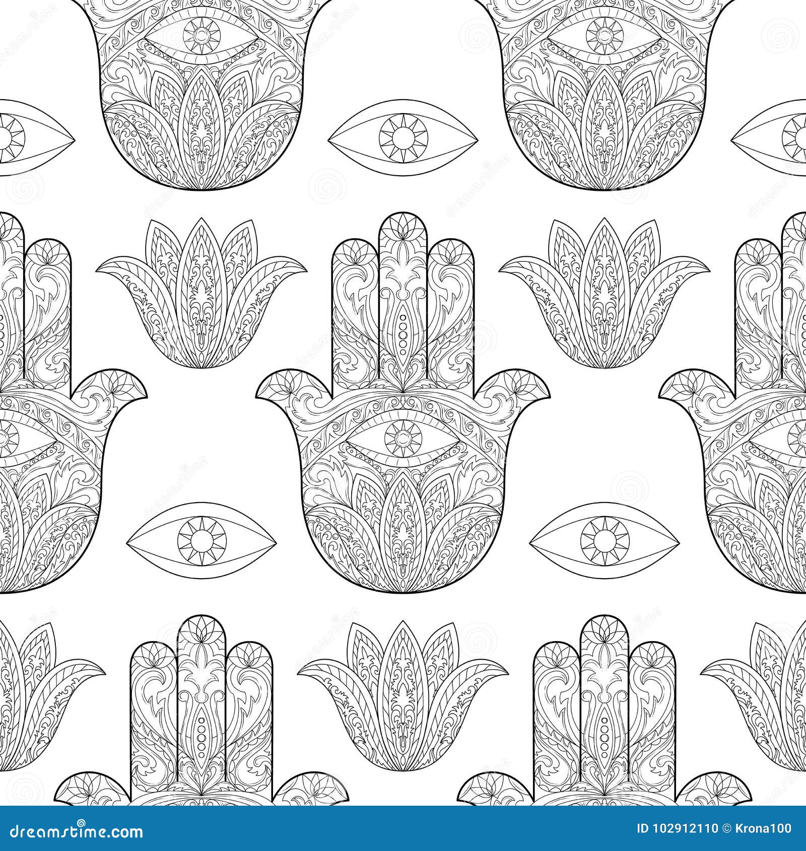 Main De Fatima Seamless Pattern Illustration de Vecteur - Illustration ...