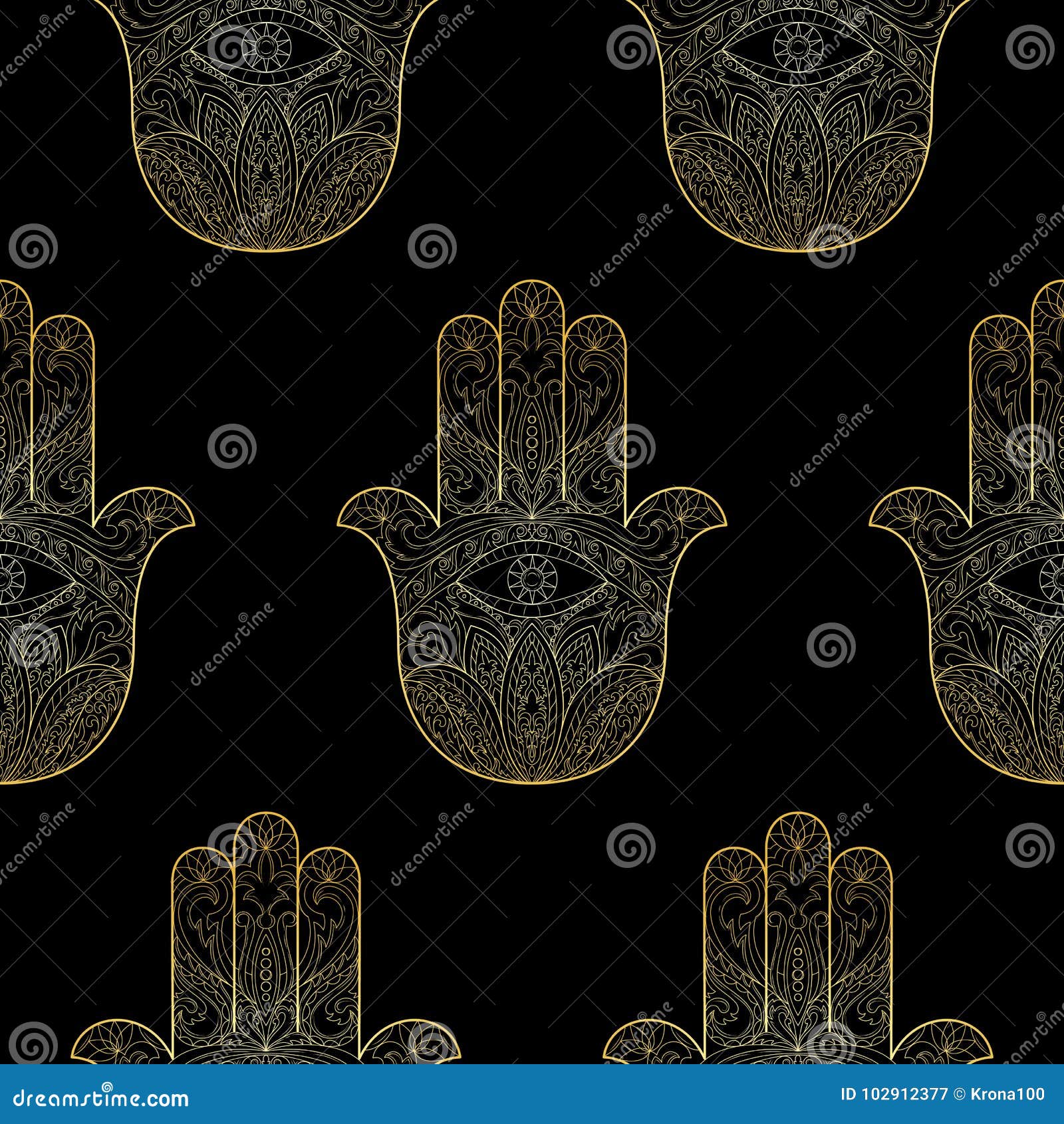 Main De Fatima Seamless Pattern Illustration de Vecteur - Illustration ...