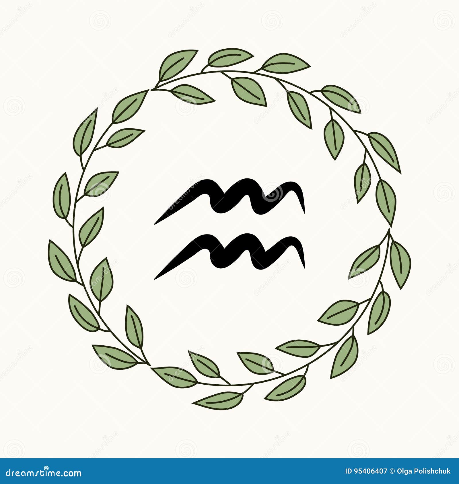 Main Dessinant Le Symbole Plat De Verseau Illustration Stock ...