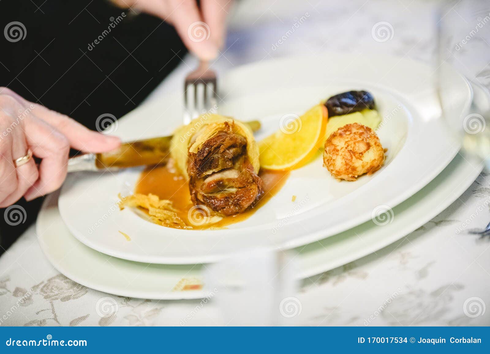 Main Dish Cooked with Meat and Garnish Stock Photo - Image of bite ...