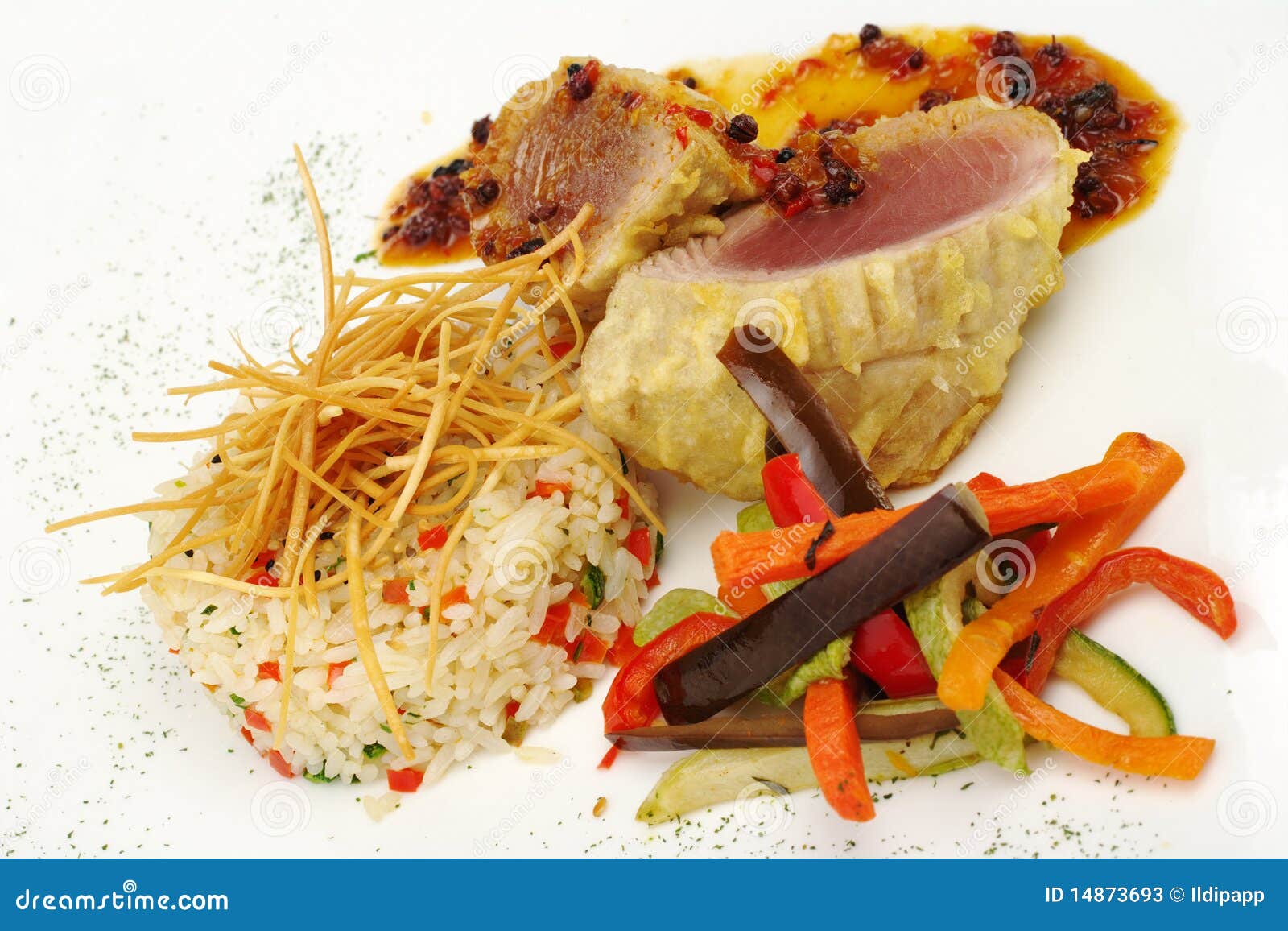 Main dish: Raw Tuna Fish stock image. Image of peru, gravy - 14873693