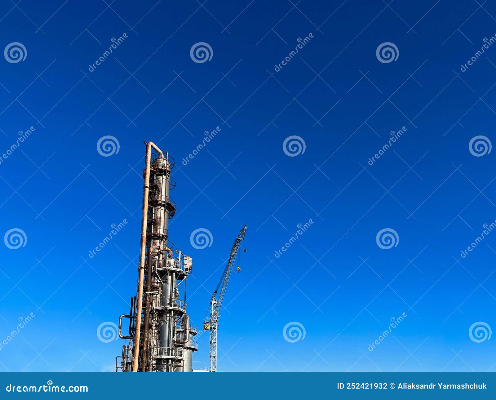 The Main Distillation Column of Oil and Petroleum Products in Close-up ...