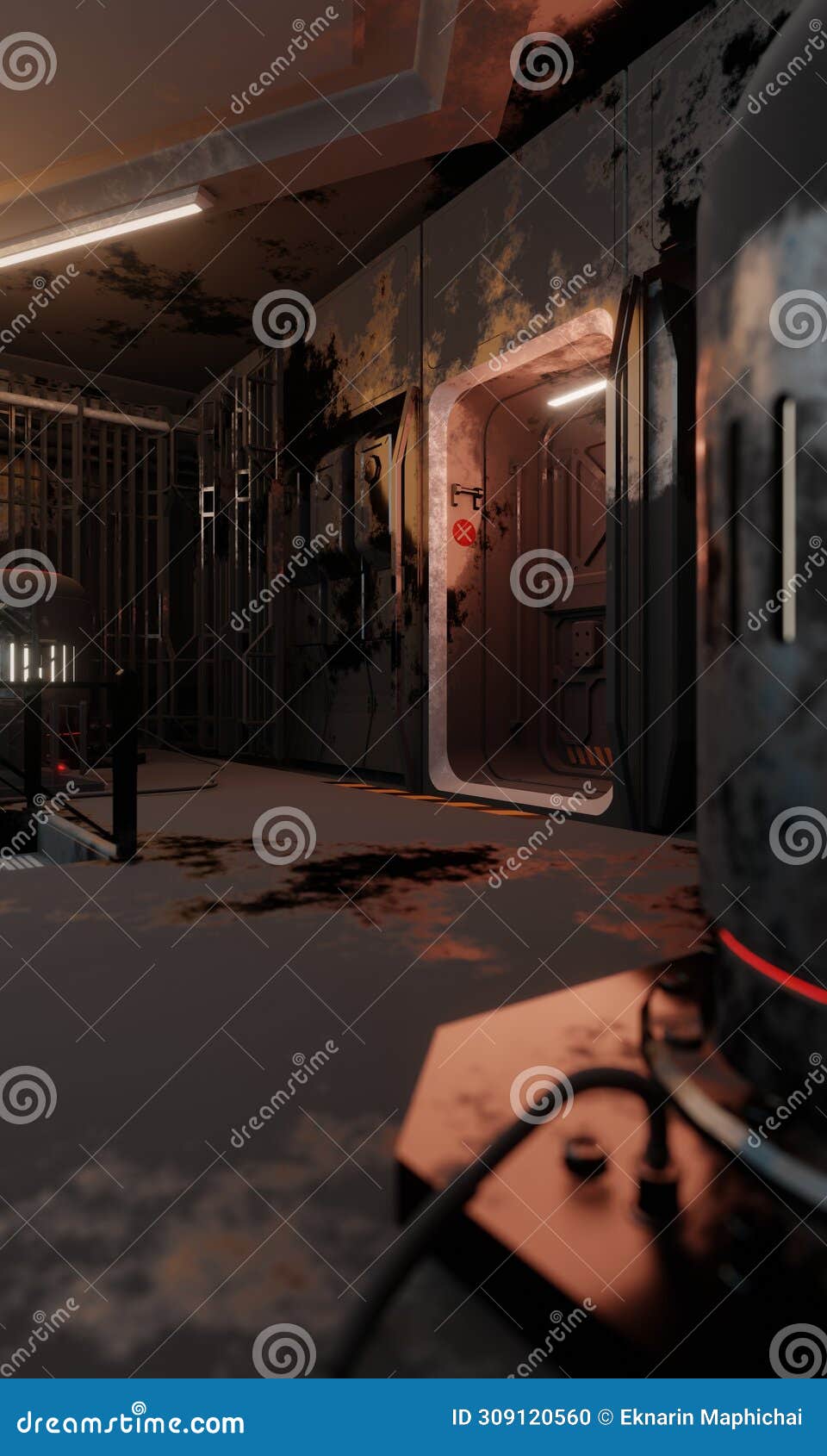 Main Door Laboratory in Hallway Science Fiction Wallpaper Stock ...