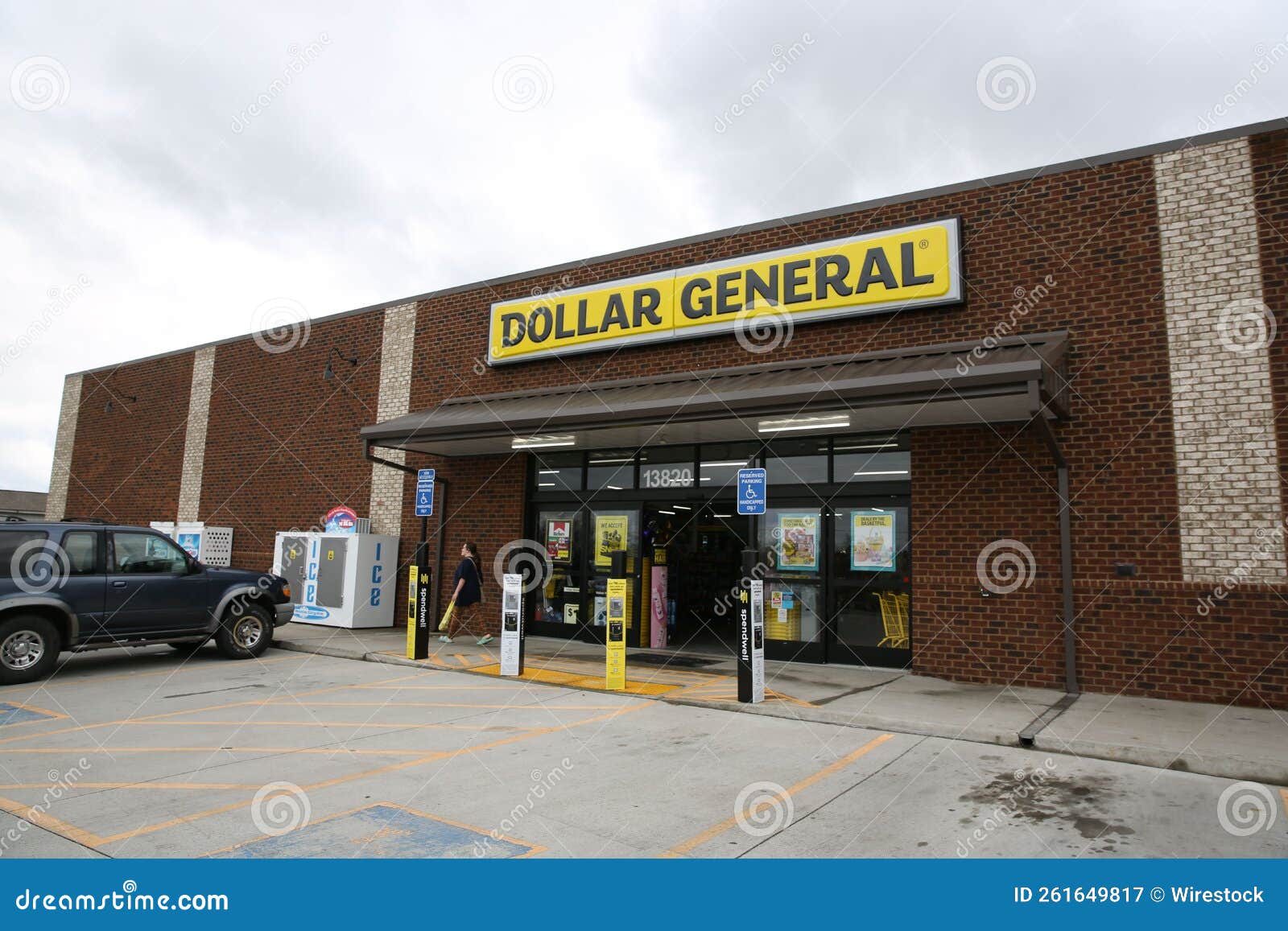 Main Entrance of a Dollar General with Overcast Clouds in the Sky ...