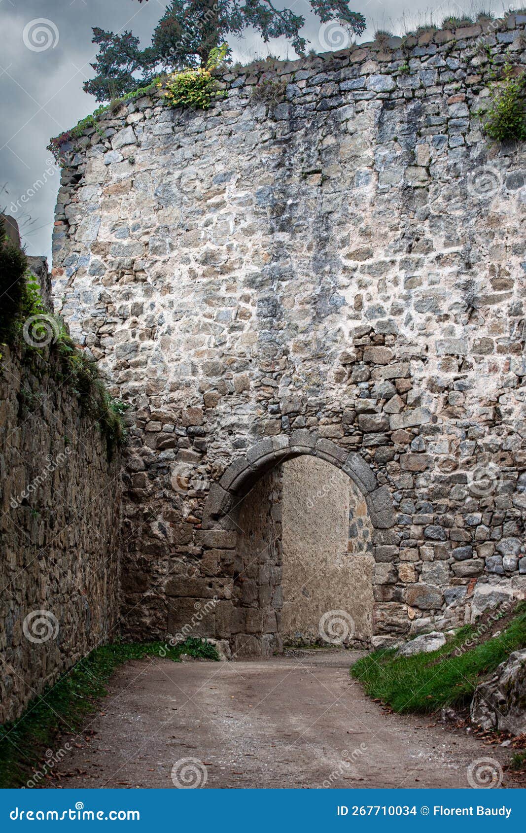 The Main Entrance To the Courtyard of an Abandoned Stone Castle Stock ...