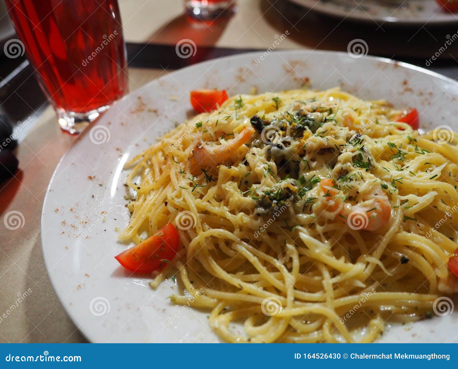 The Main European Dish Has Steaks and Spaghetti Stock Photo - Image of ...