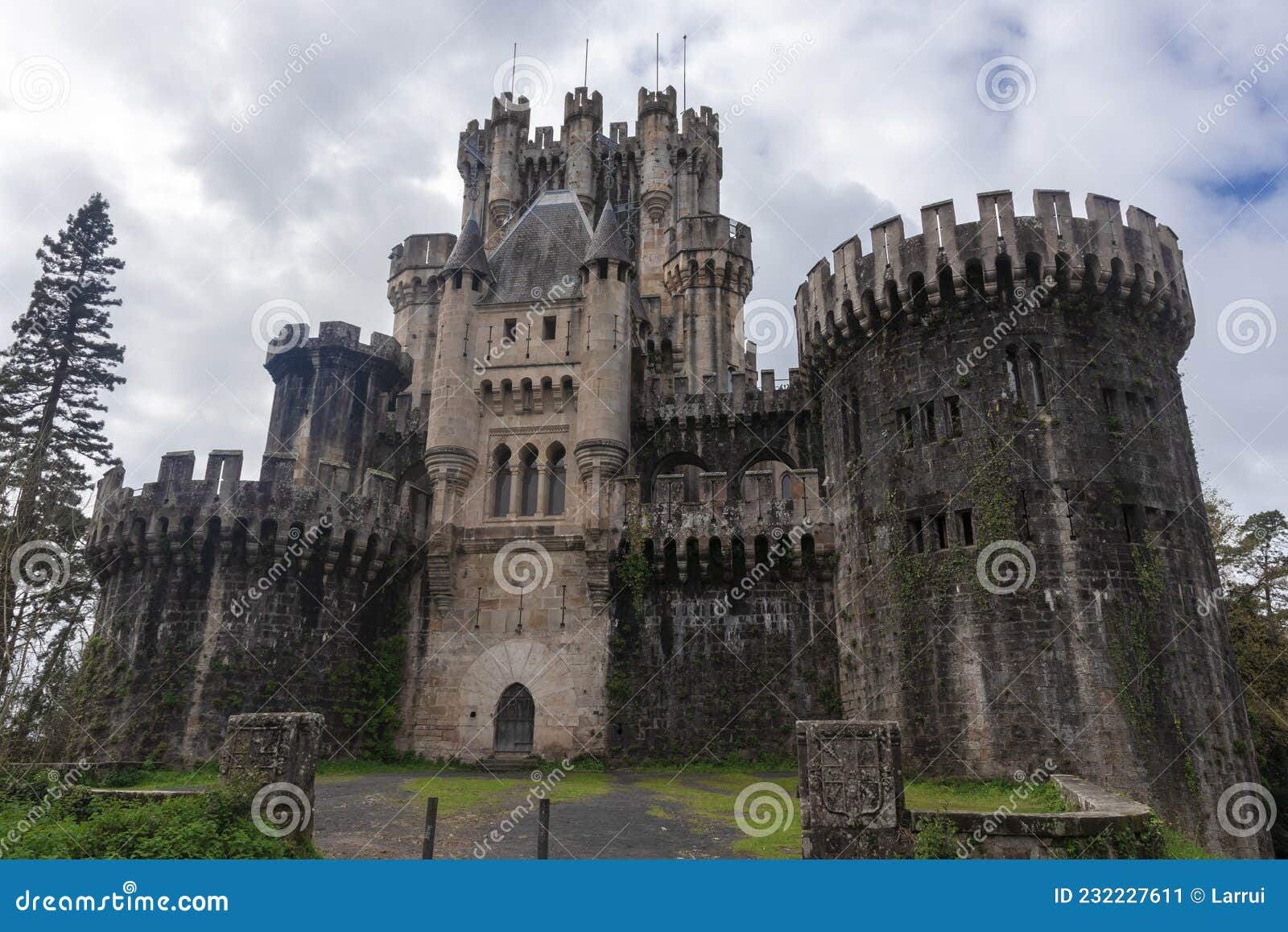 Facade of Butron Castle on a Cloudy Day Stock Image - Image of ...