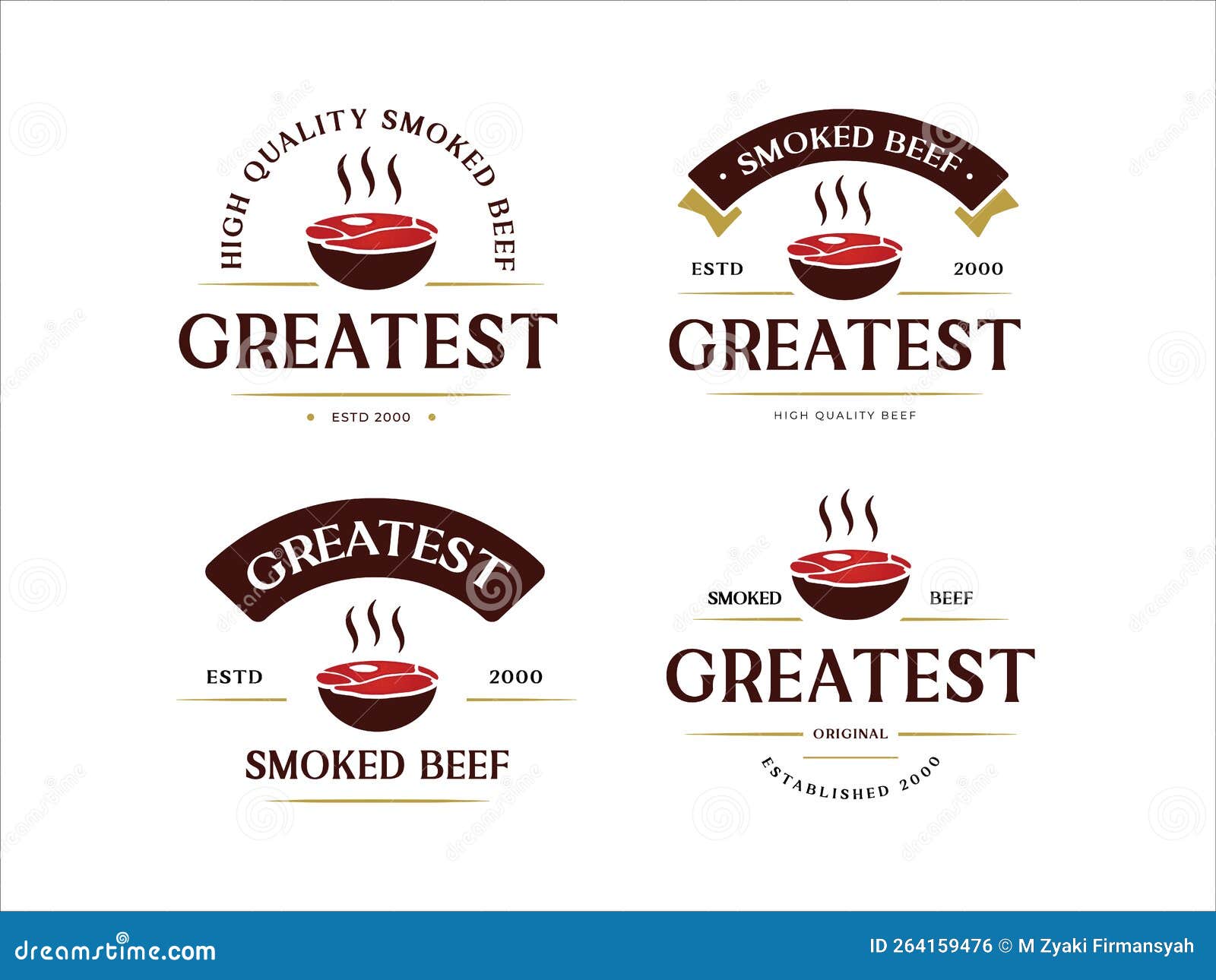Smoked Beef Logo Set stock vector. Illustration of document - 264159476