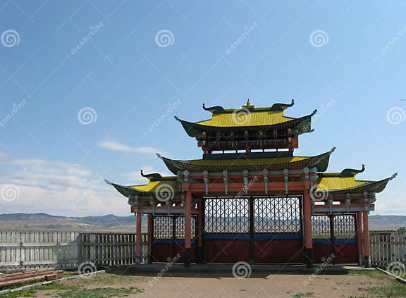 The Main Gate of a Buddhist Monastery Stock Image - Image of church ...