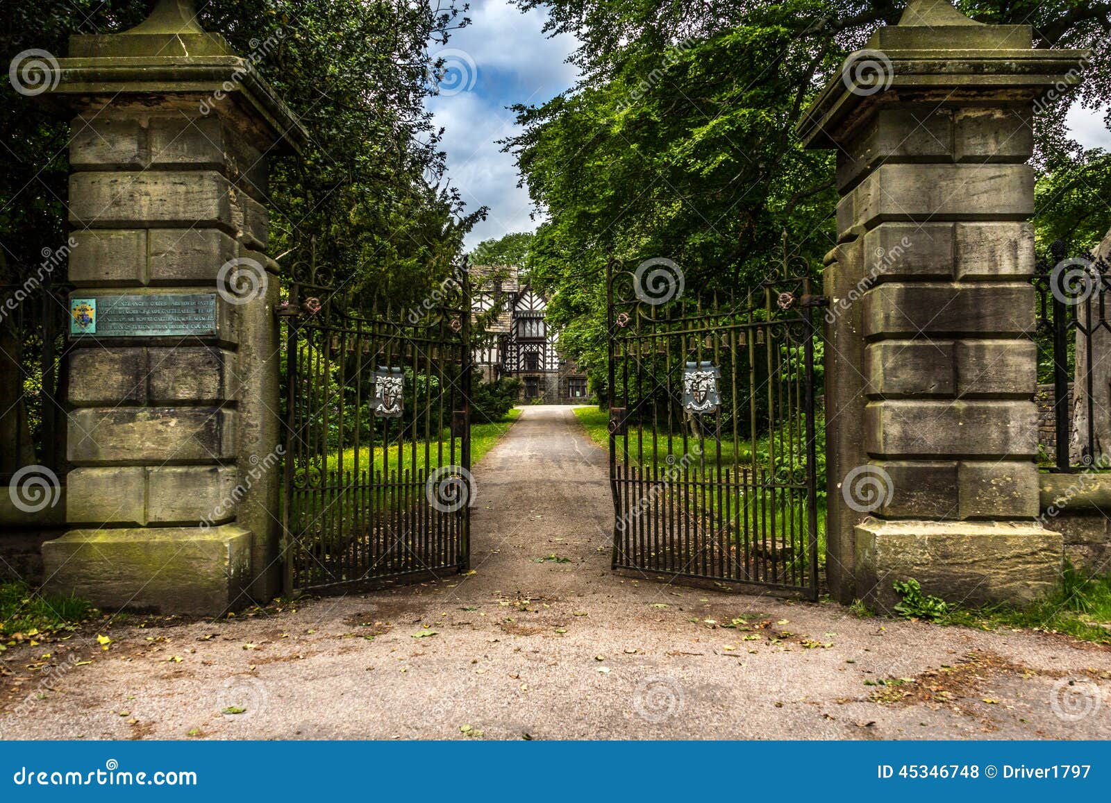 Main Gates To a Mansion in the Distance Stock Photo - Image of entrance ...
