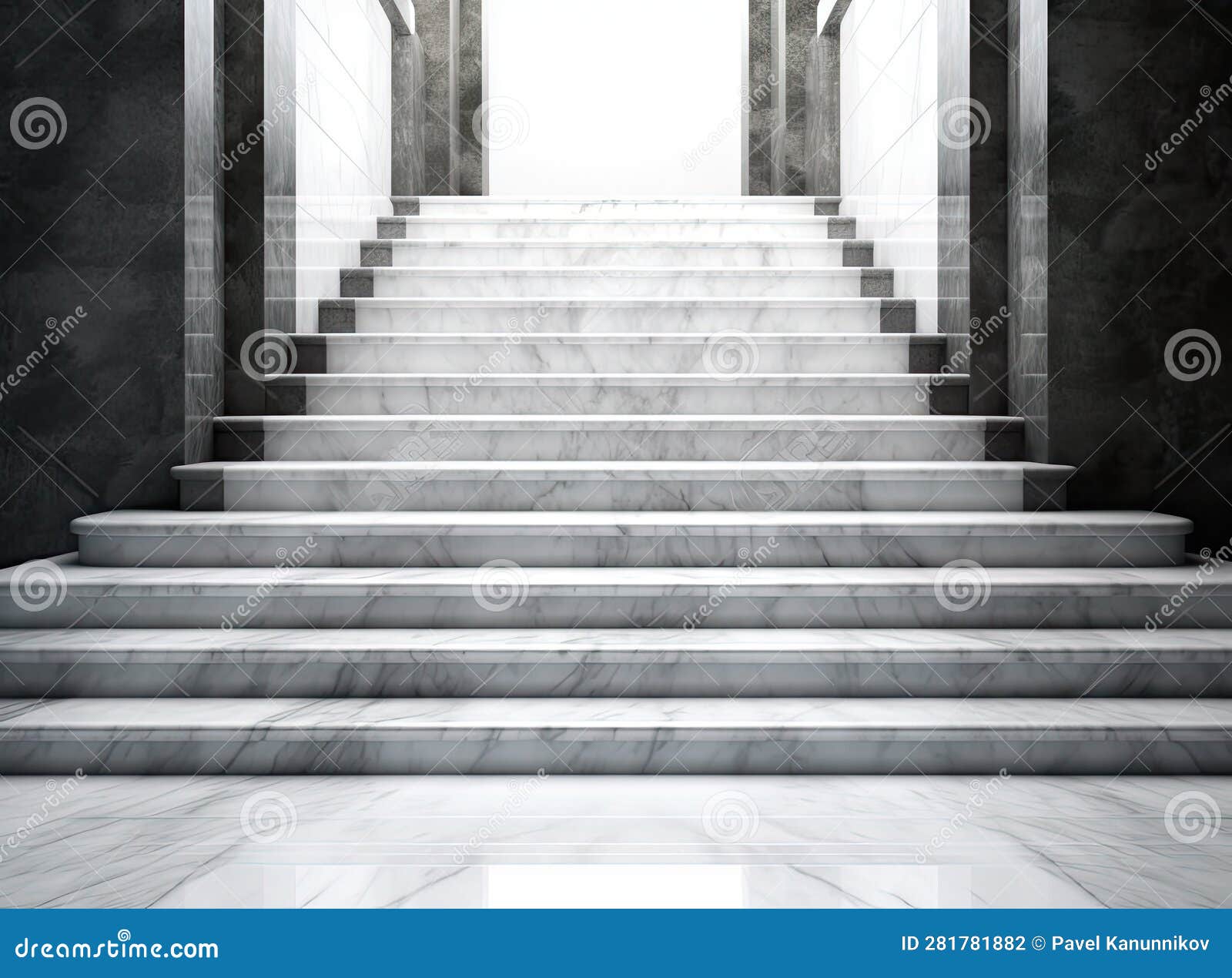 The Main Hall with a Large Staircase, Columns. Many Steps Leading To ...