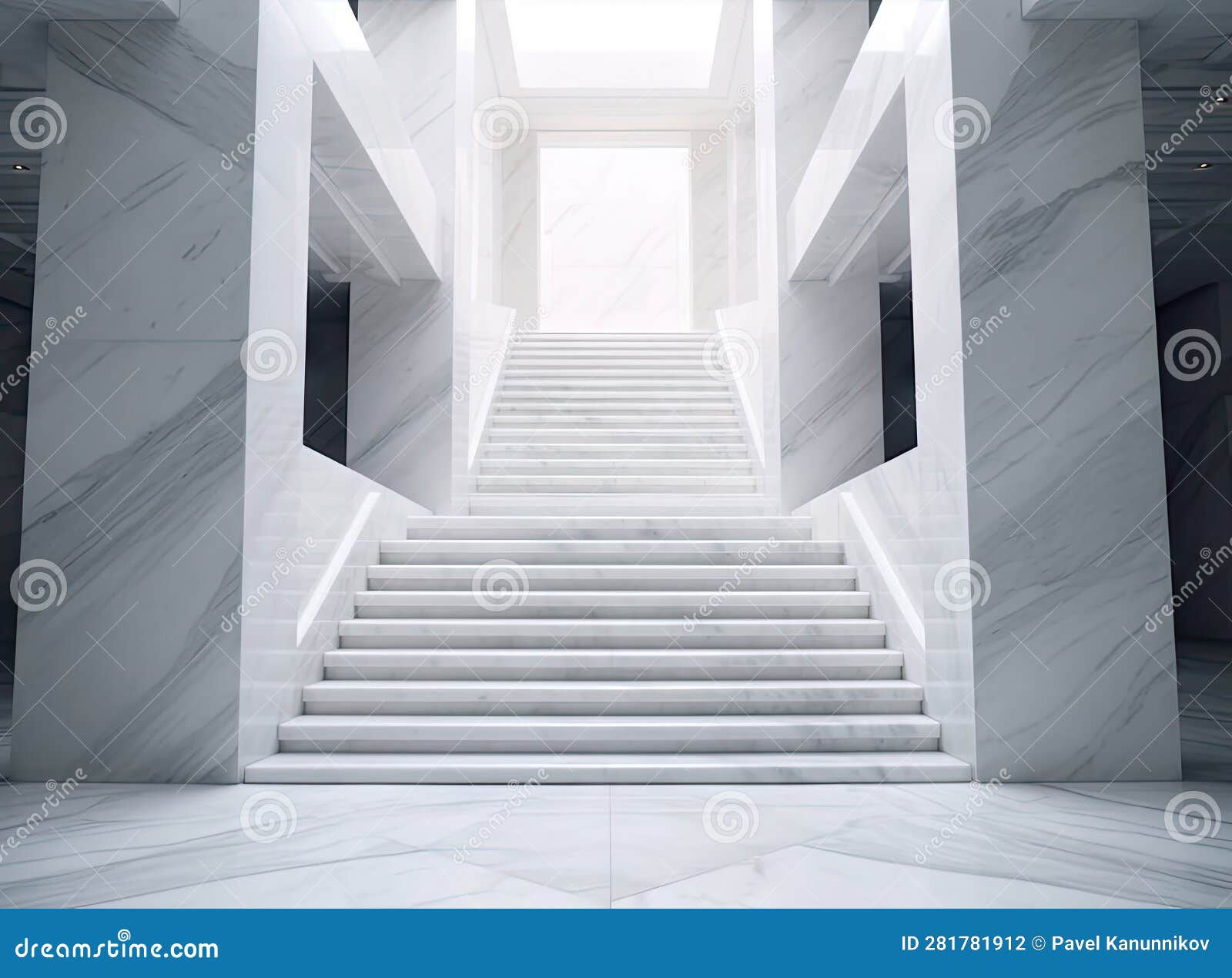 The Main Hall with a Large Staircase, Columns. Many Steps Leading To ...