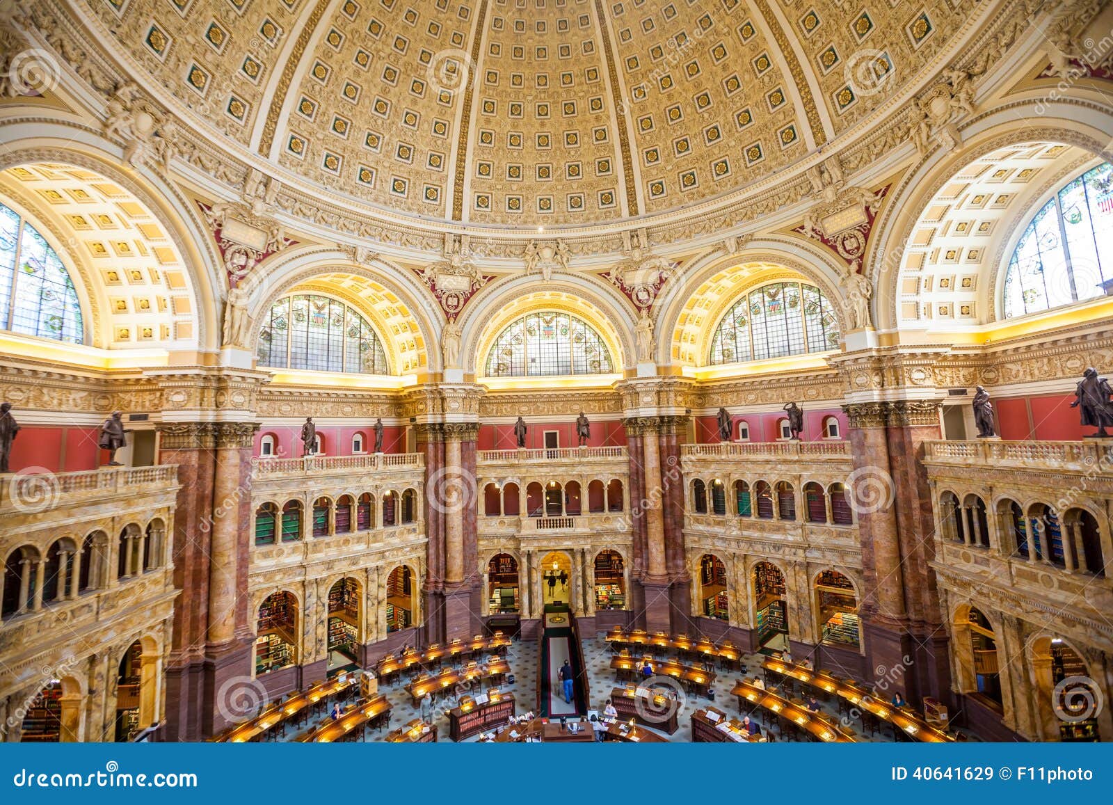 Main Hall of the Library of Congress Ceiling DC Stock Image - Image of ...