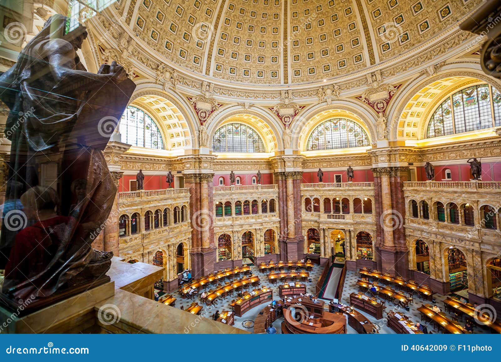 Main Hall of the Library of Congress Ceiling DC Stock Image - Image of ...