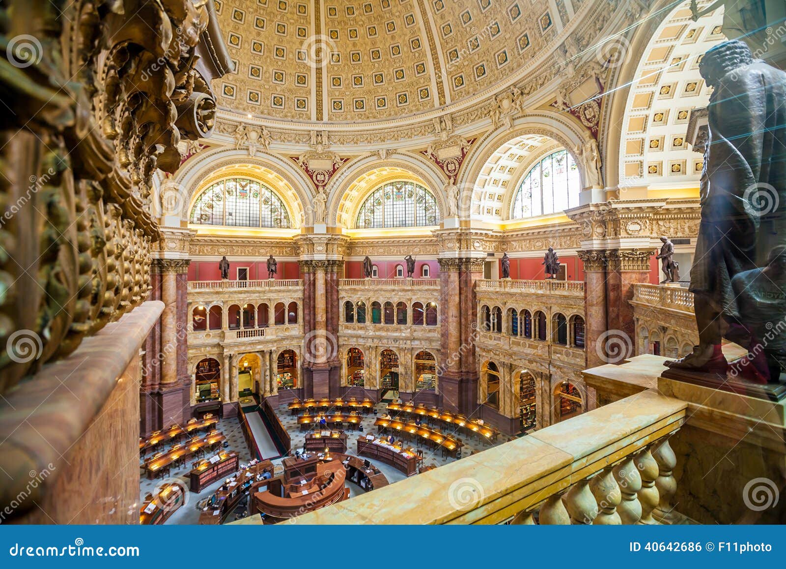 Main Hall of the Library of Congress Ceiling DC Stock Photo - Image of ...