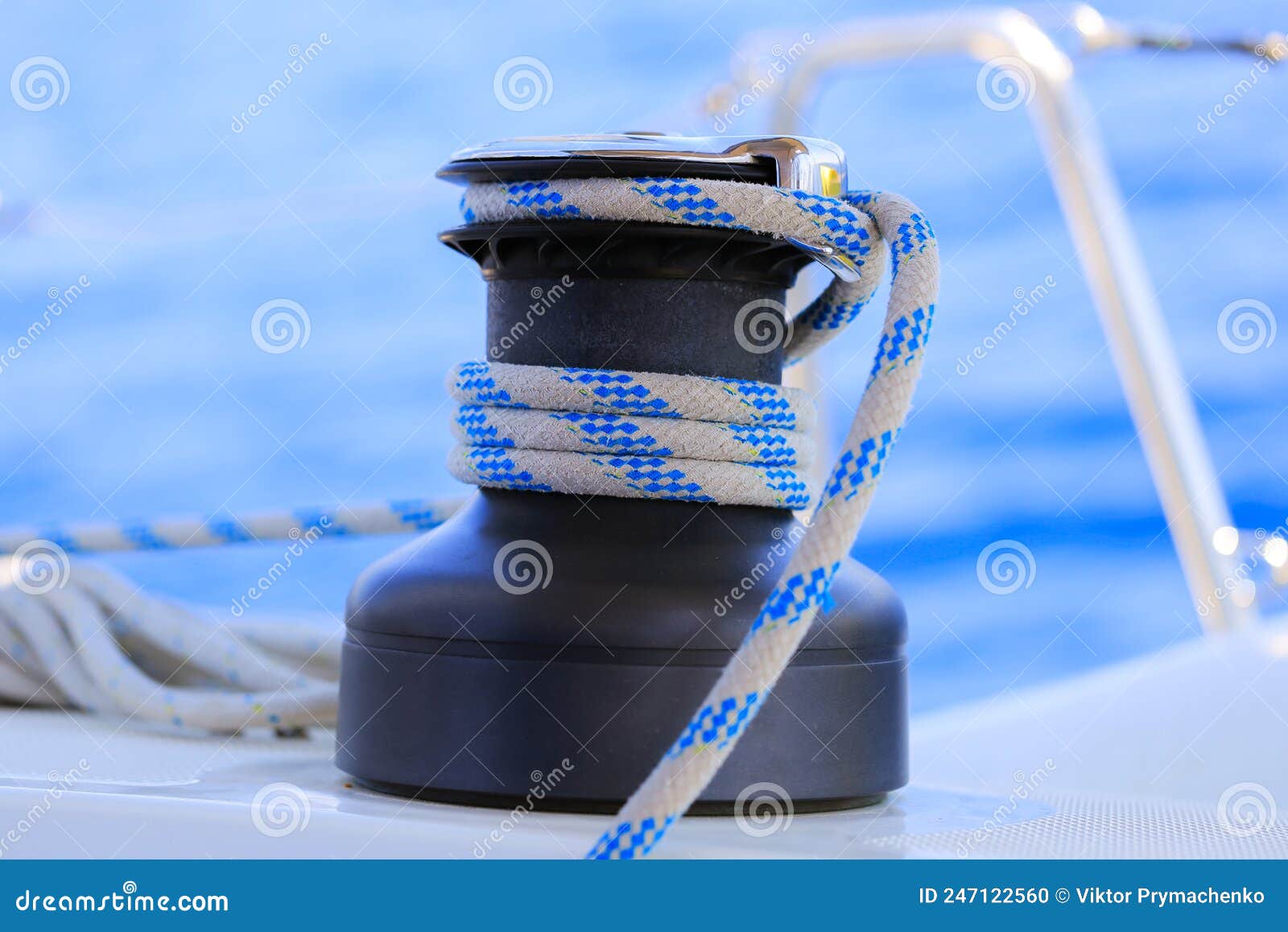 Main Halyard Winch on Sailing Yacht Stock Photo - Image of navi, ship ...