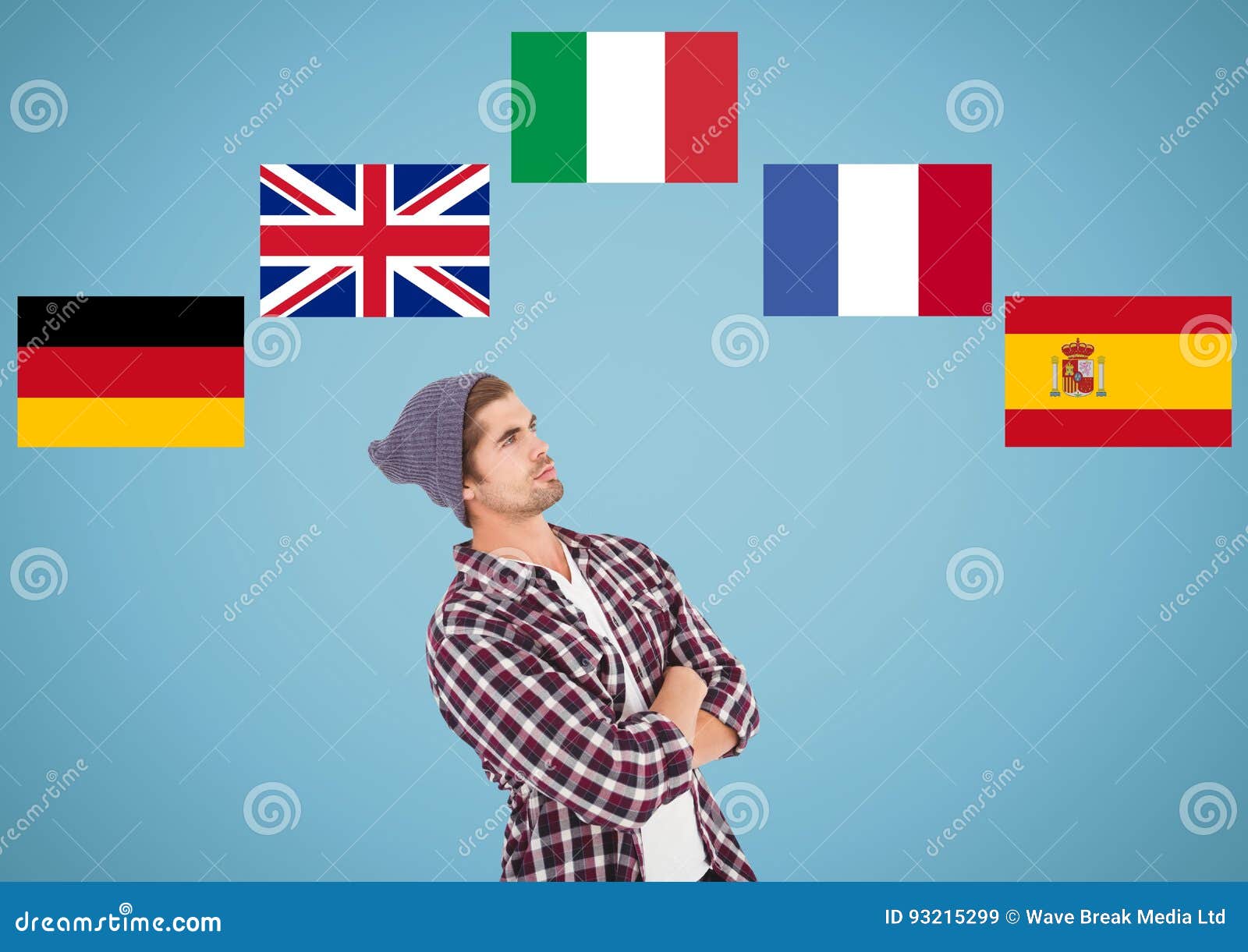 Main Language Flags Overlap With Airport Deliveries Around Woman ...