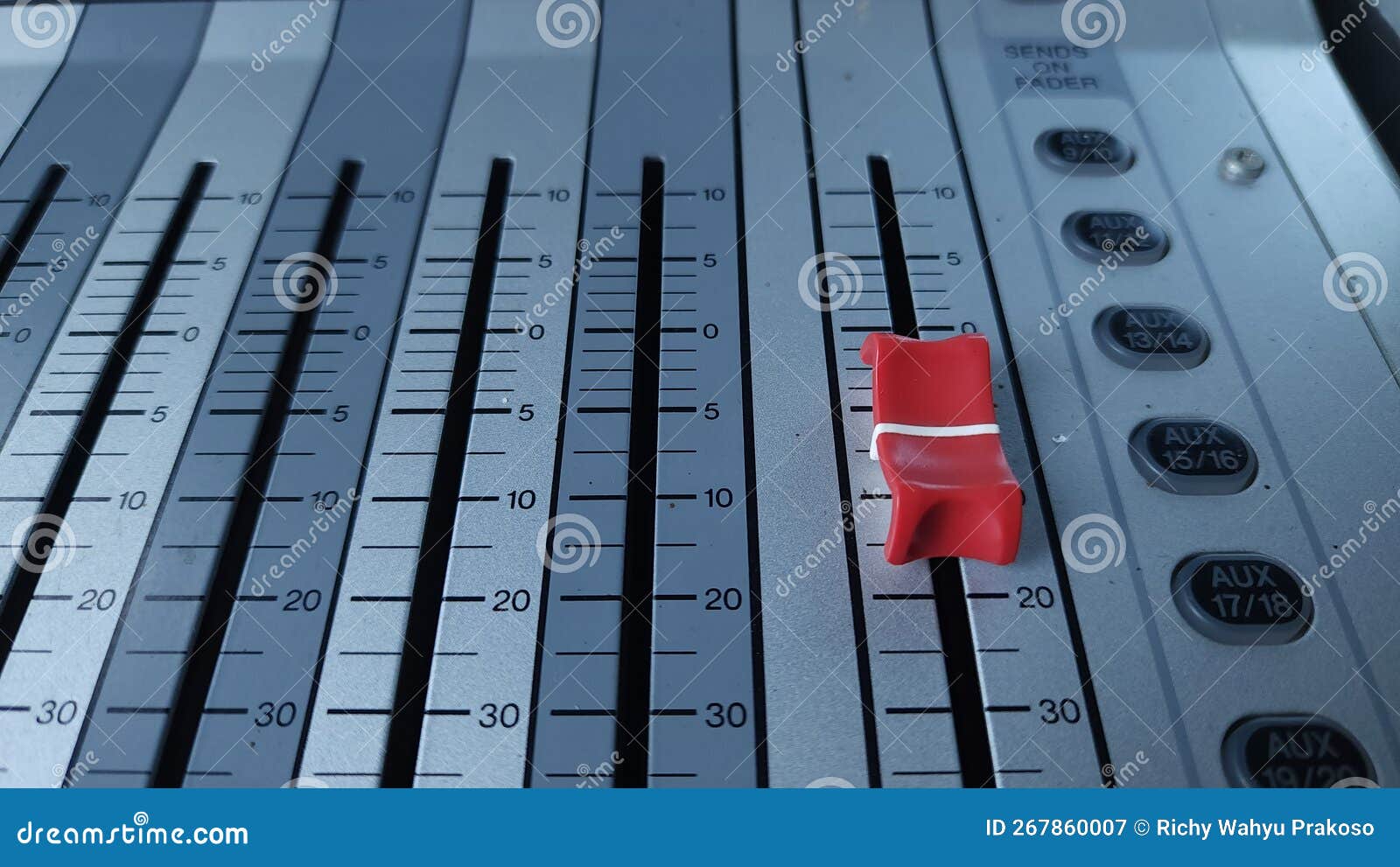 Main Master Level Control on the Audio Mixer. Stock Image - Image of ...