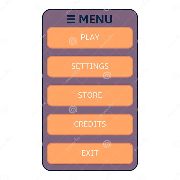 Main Menu for Mobile Game stock illustration. Illustration of control - 349956355