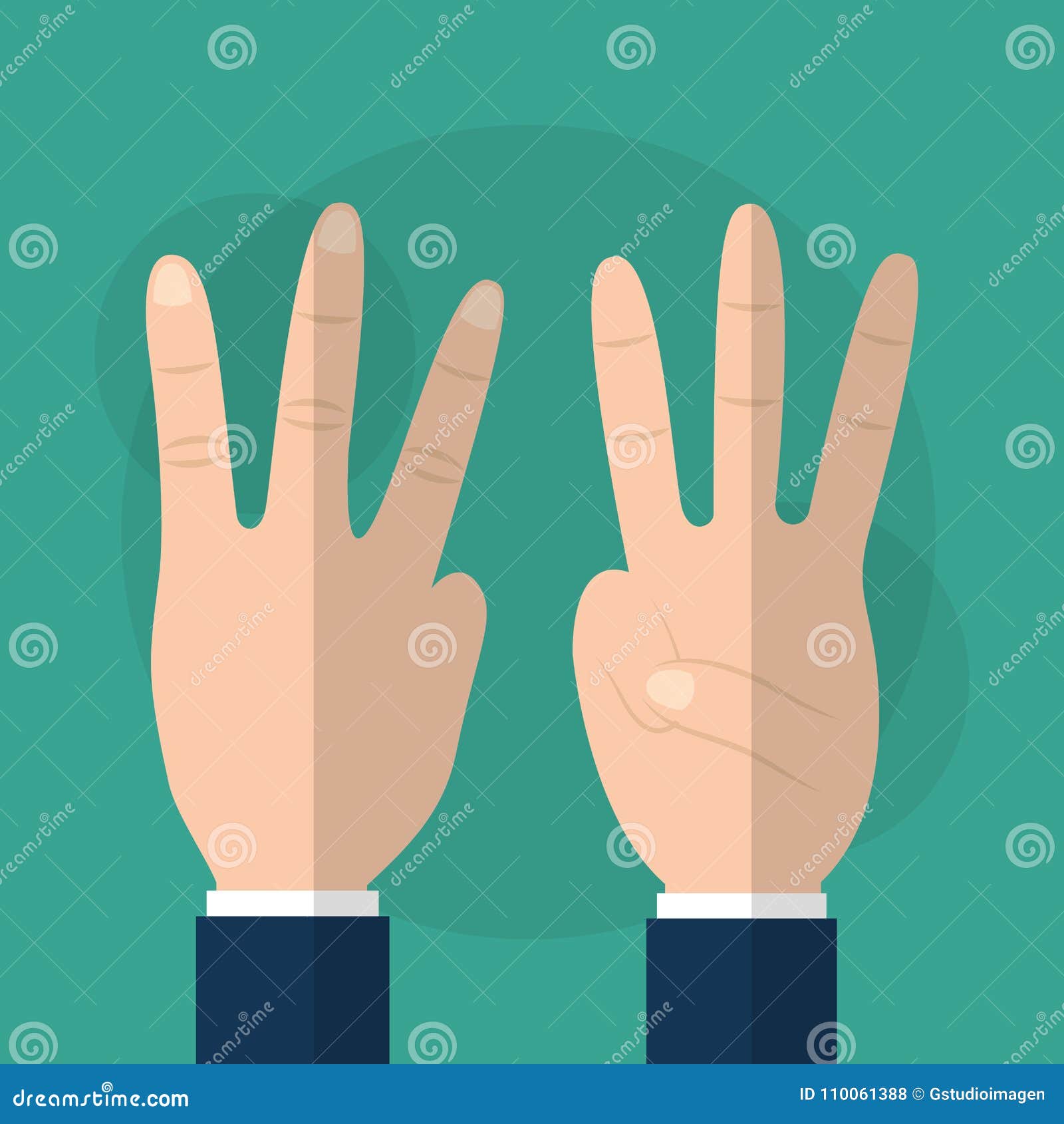 Main Montrant Faire Des Gestes De Trois Doigts Illustration de Vecteur ...