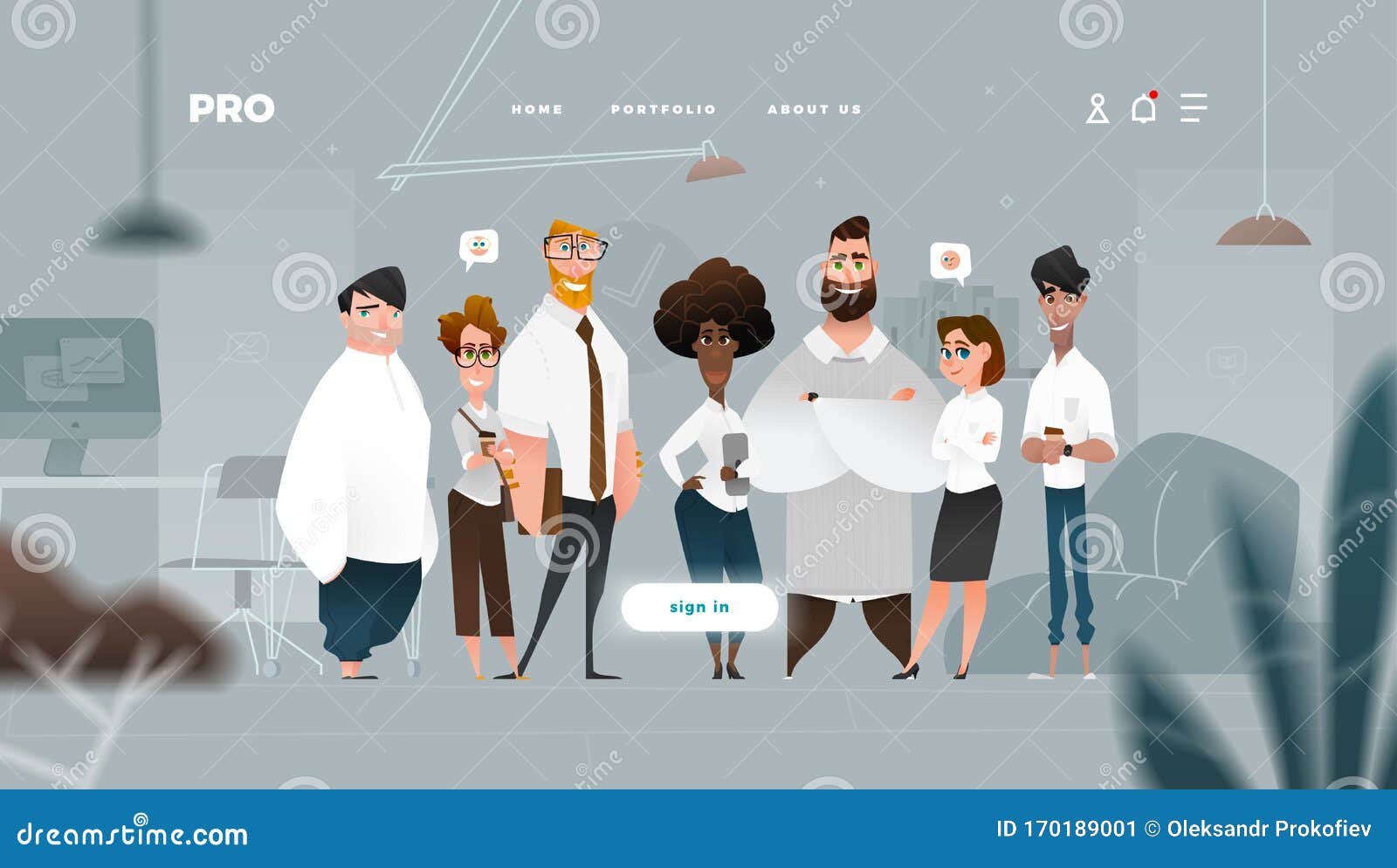 Main Page Web Design with Business Cartoon Characters in Flat Style for ...