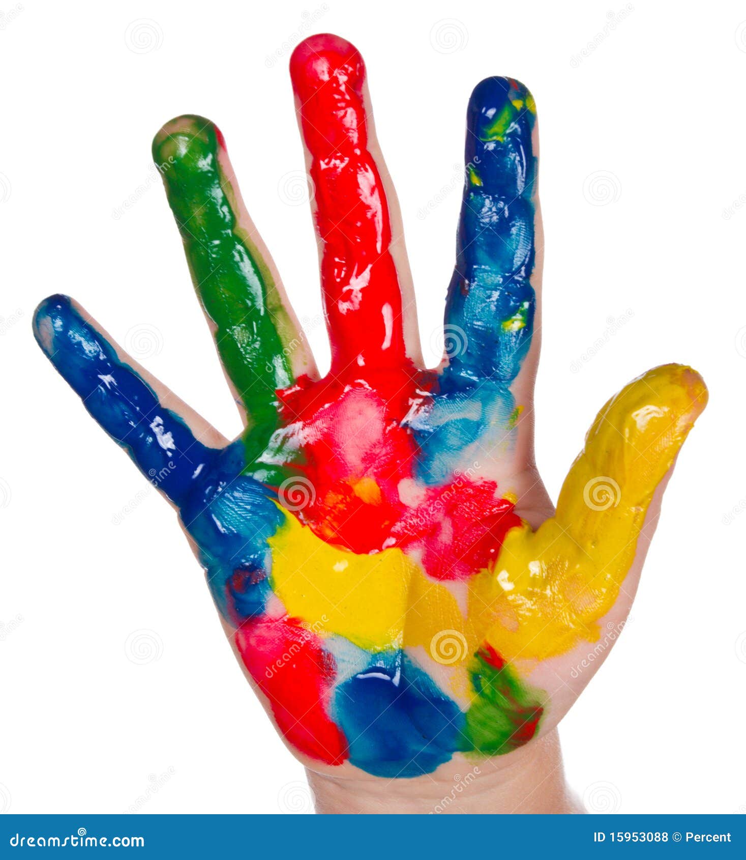 Main peinte d'enfant photo stock. Image du milieux, peintre - 15953088