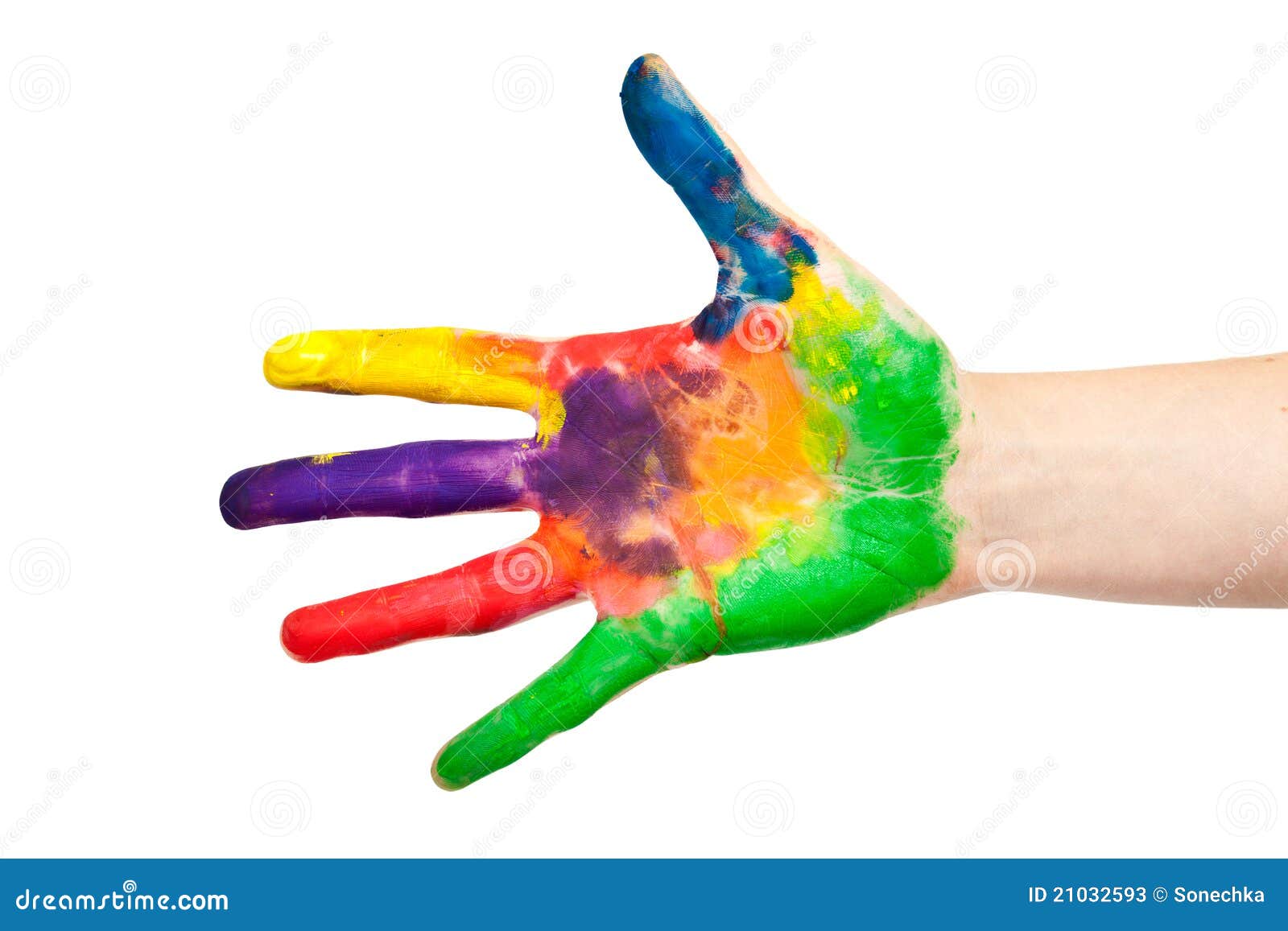 Main peinte d'enfant image stock. Image du preschooler - 21032593