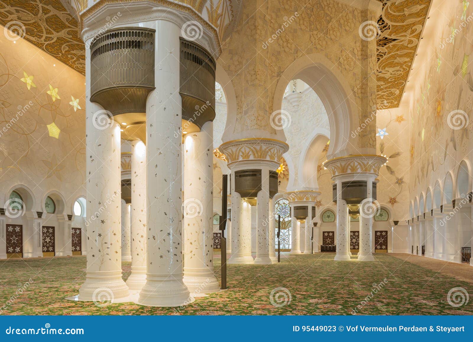 In the Main Prayer Hall Inside the Sheikh Zayed Mosque Stock Image ...