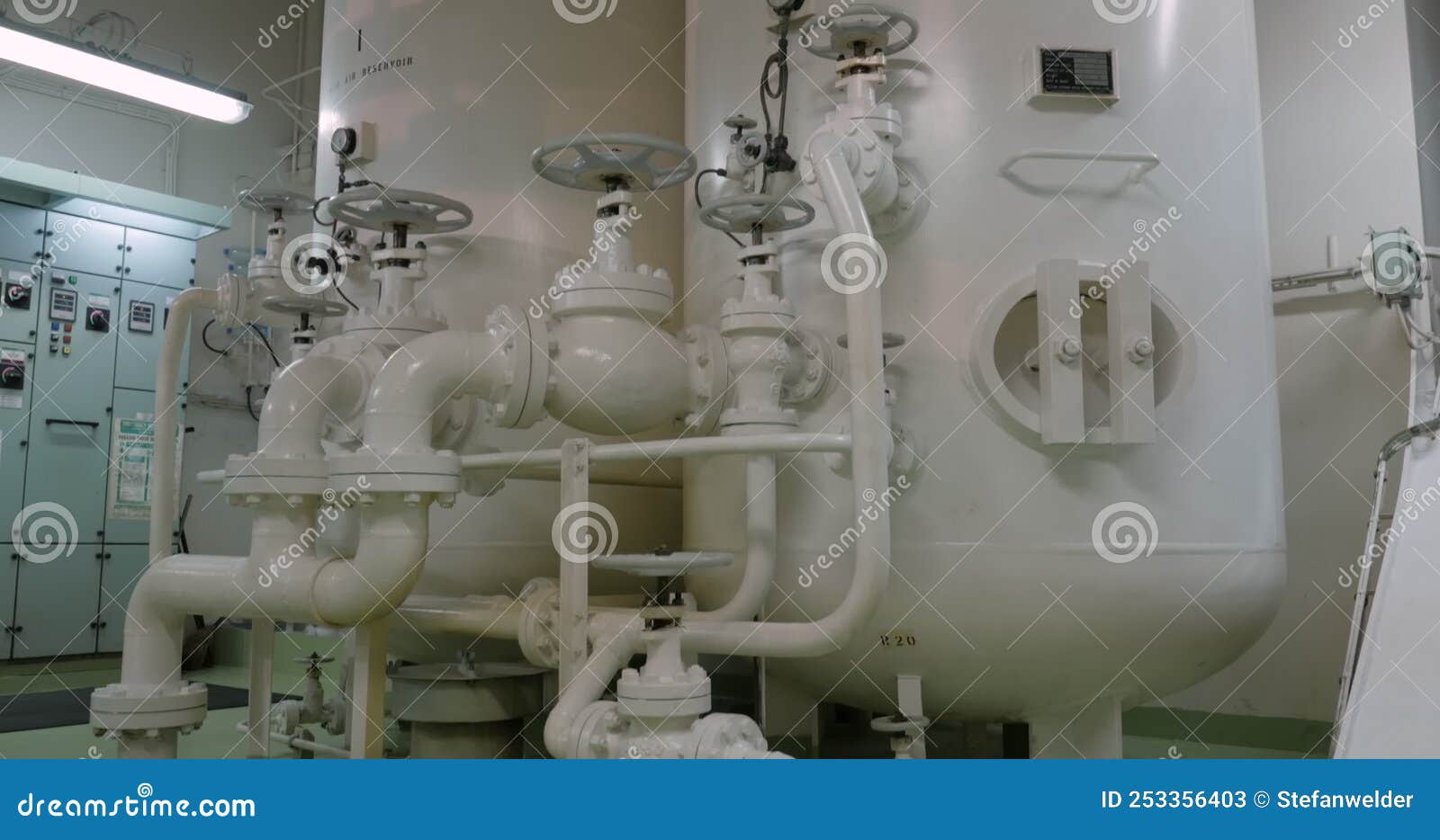 Main Air Reservoir in Engine Room of Ship Stock Video - Video of system ...