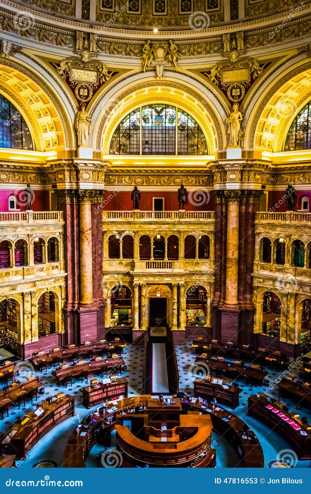 The Main Reading Room, in the Library of Congress, Washington, D Stock ...