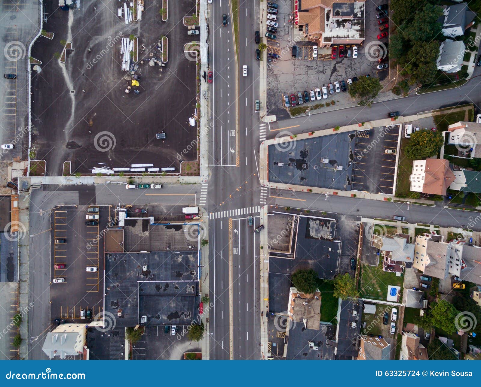 Main Road from Above Via a Drone in a Small City Stock Photo - Image of ...