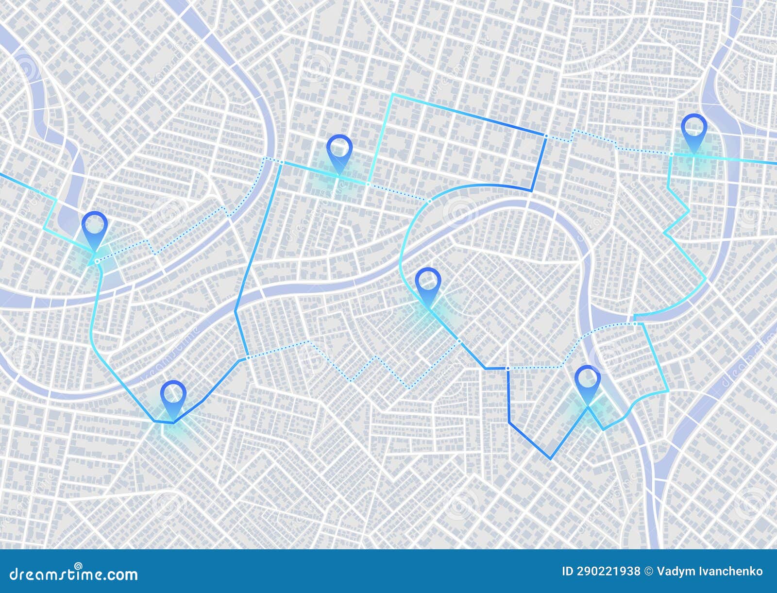 Main Road Throughout Map. Navigation Mapping Technology for Obtaining ...