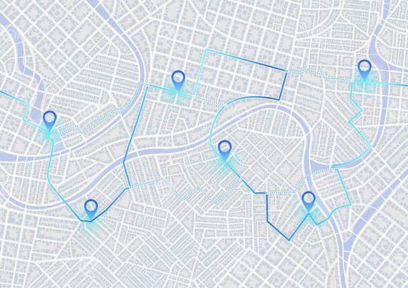 Main Road Throughout Map. Navigation Mapping Technology for Obtaining ...