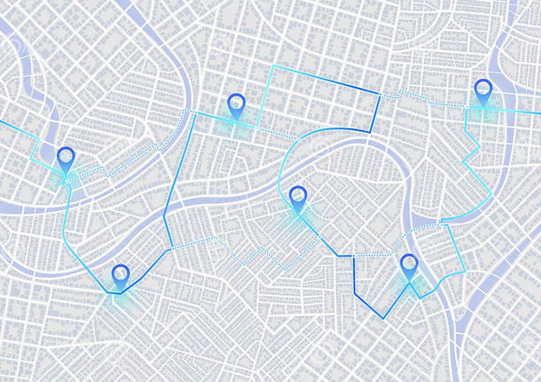 Main Road Throughout Map. Navigation Mapping Technology for Obtaining ...