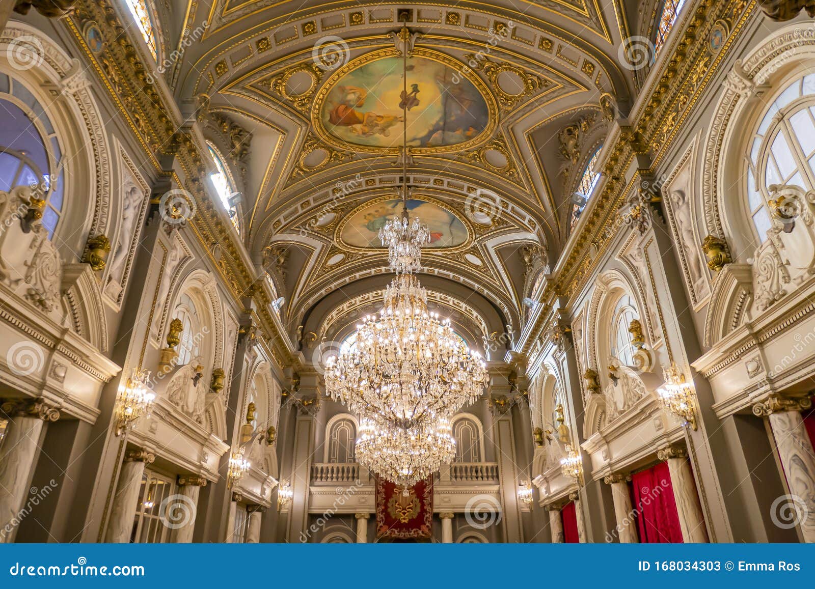 The Main Room of the Beautiful Town Hall of Valencia, Spain Editorial ...